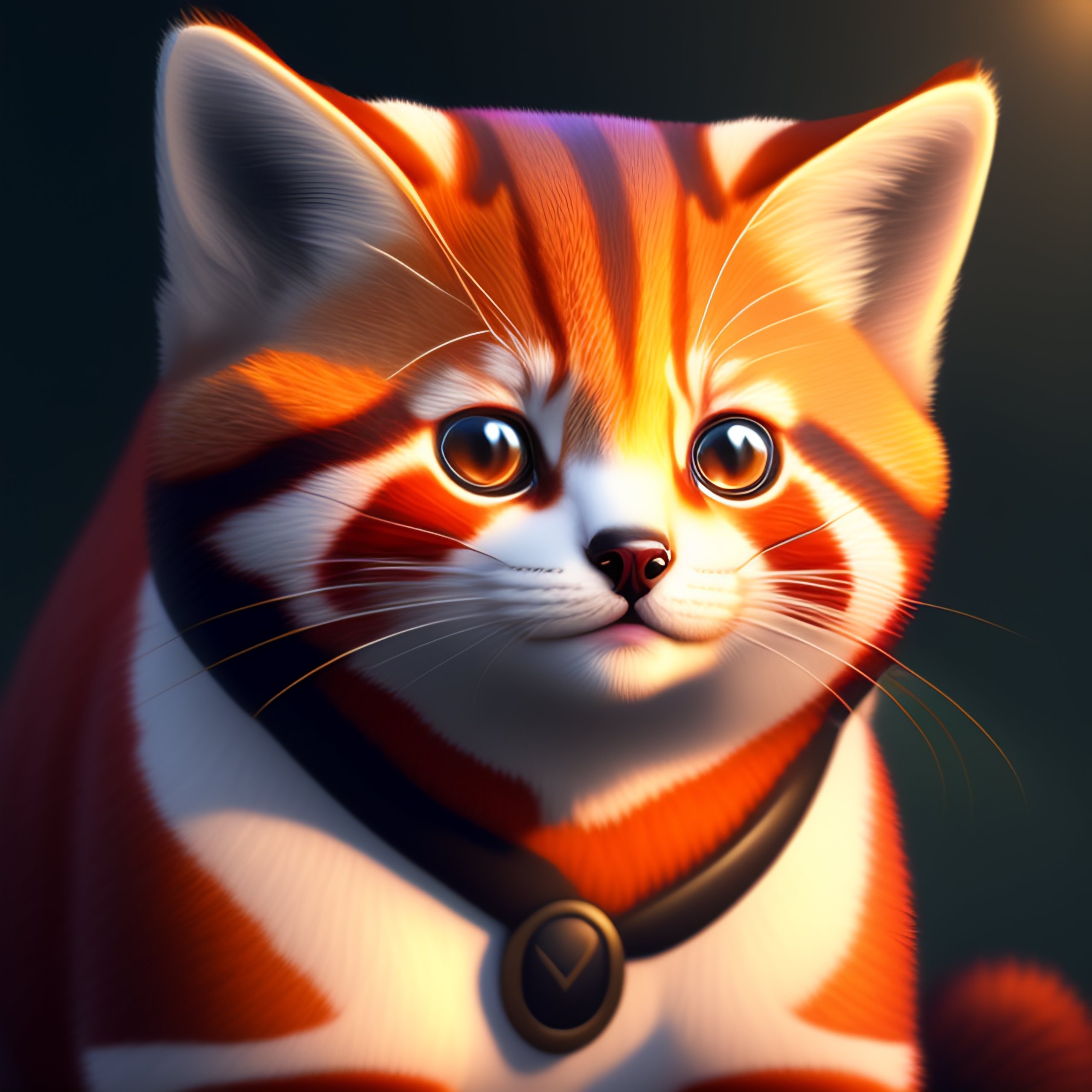 Lexica - Adorable cat with red panda face, low detail, devinart ...