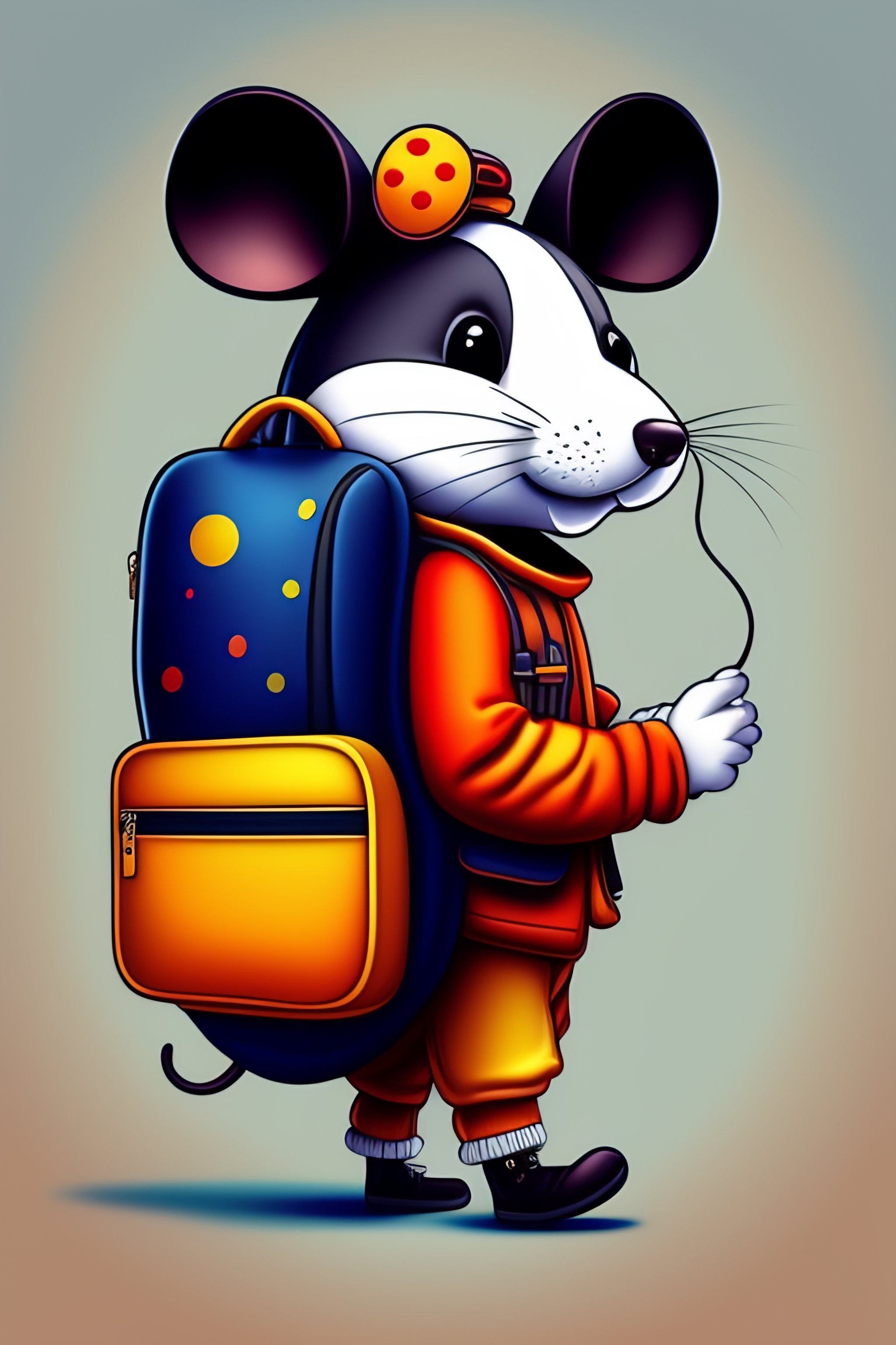 Lexica - Cute and funny anthropomorphic mouse traveling with backpack ...