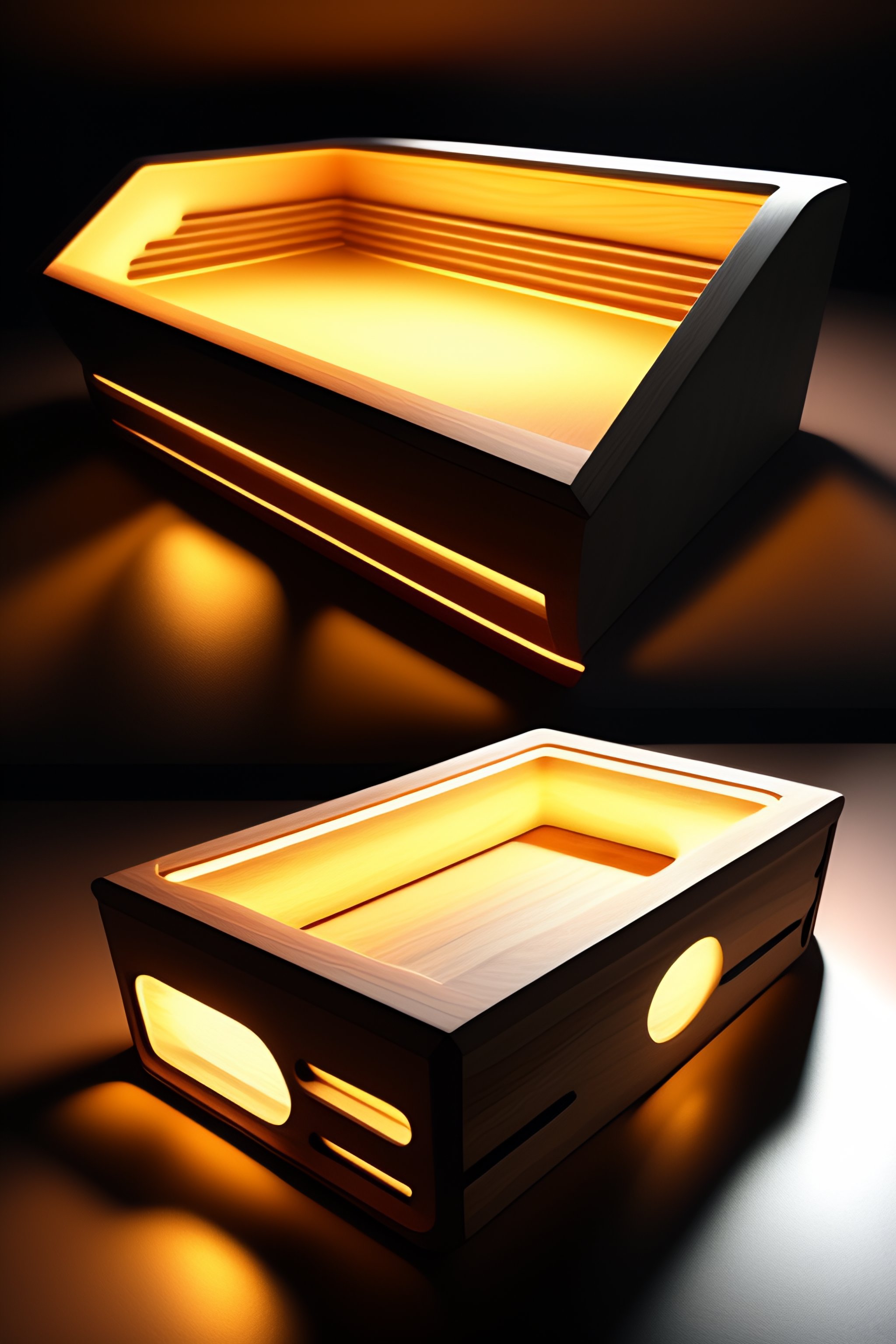 Lexica - Lasercut wood case box led MDF