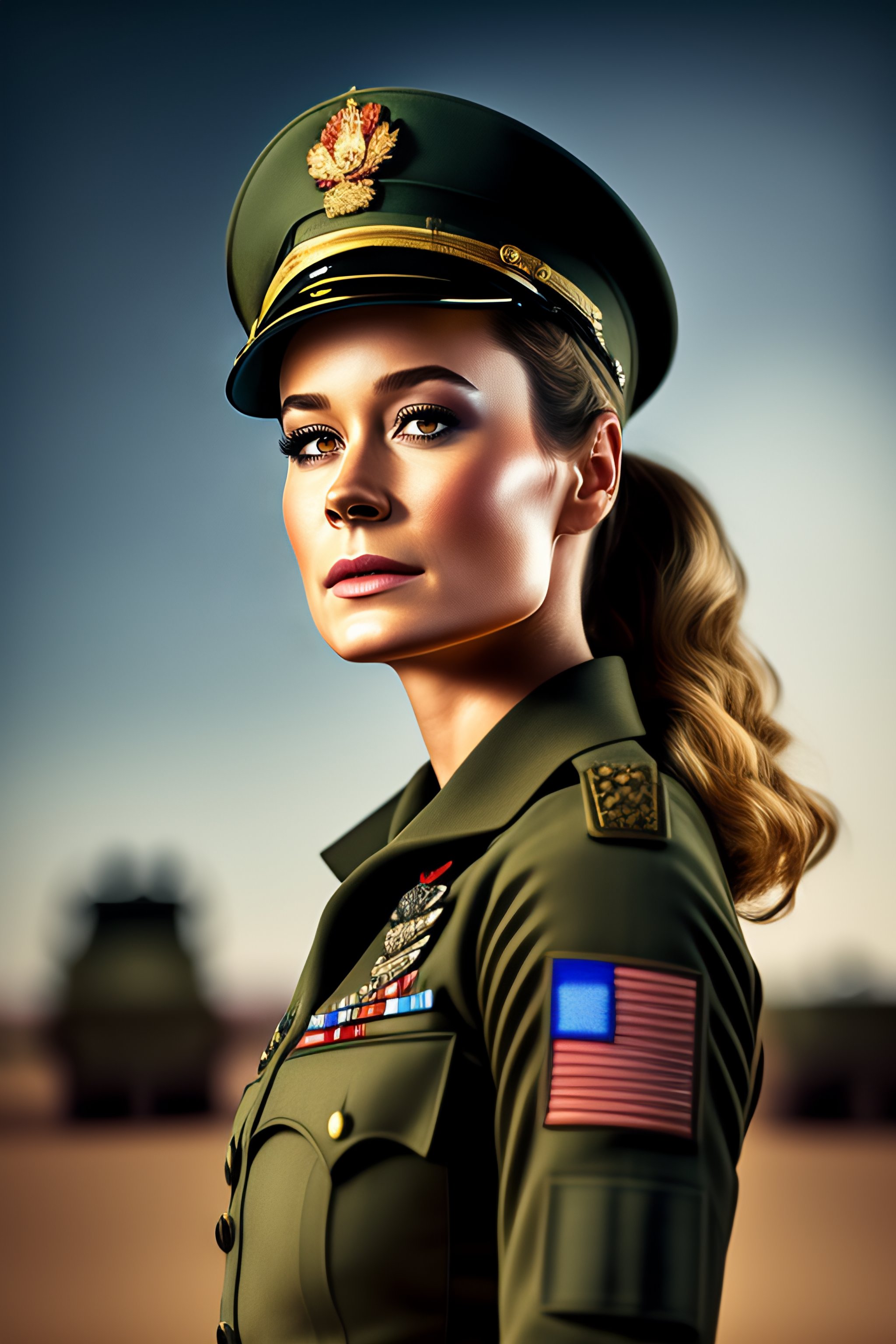 Lexica - Brie Larson as a female military officer, realistic detailed ...