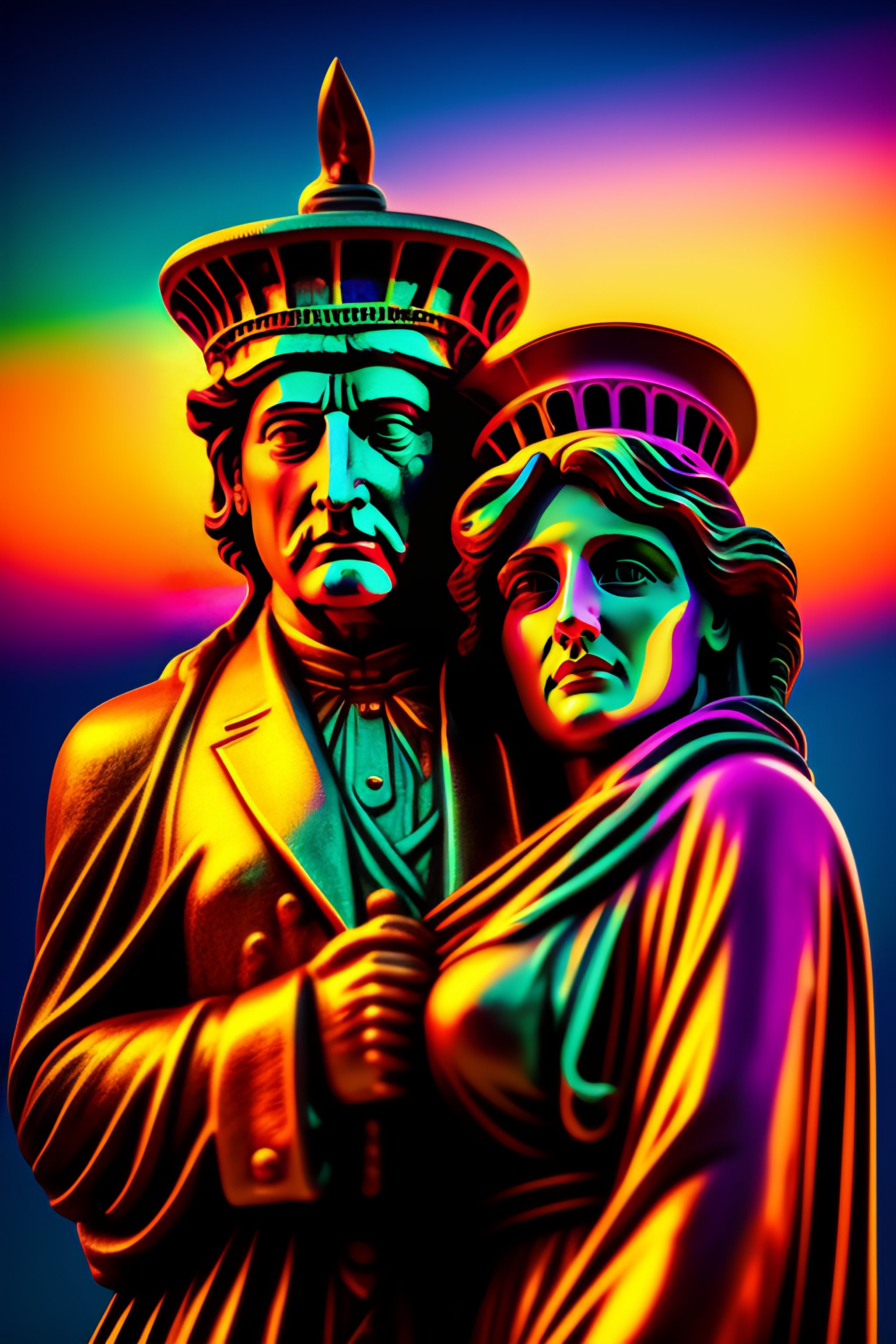 Lexica - Portrait of uncle sam and the statue of liberty in an embrace ...