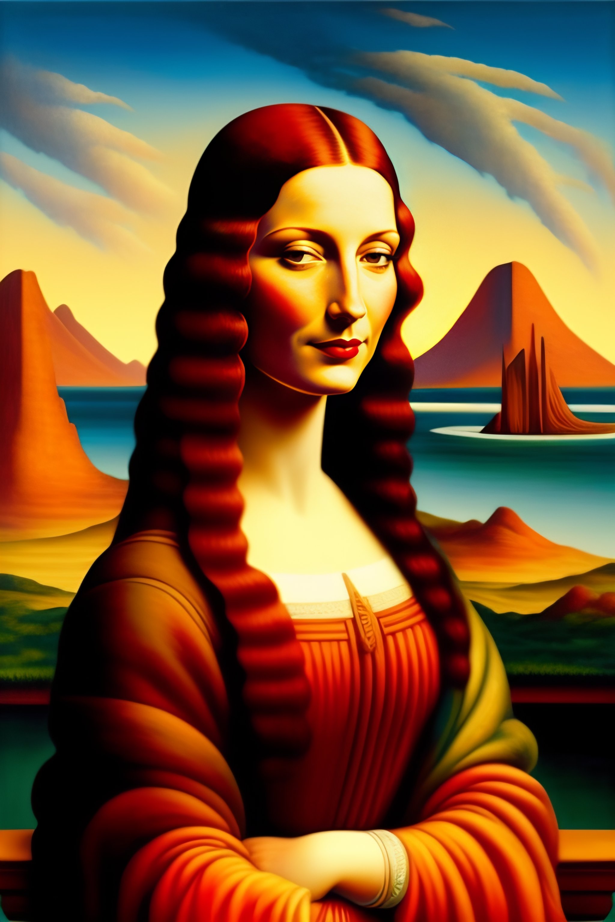 Lexica - Diego Rivera, red haired woman, red hair tied in a bun, Mona ...