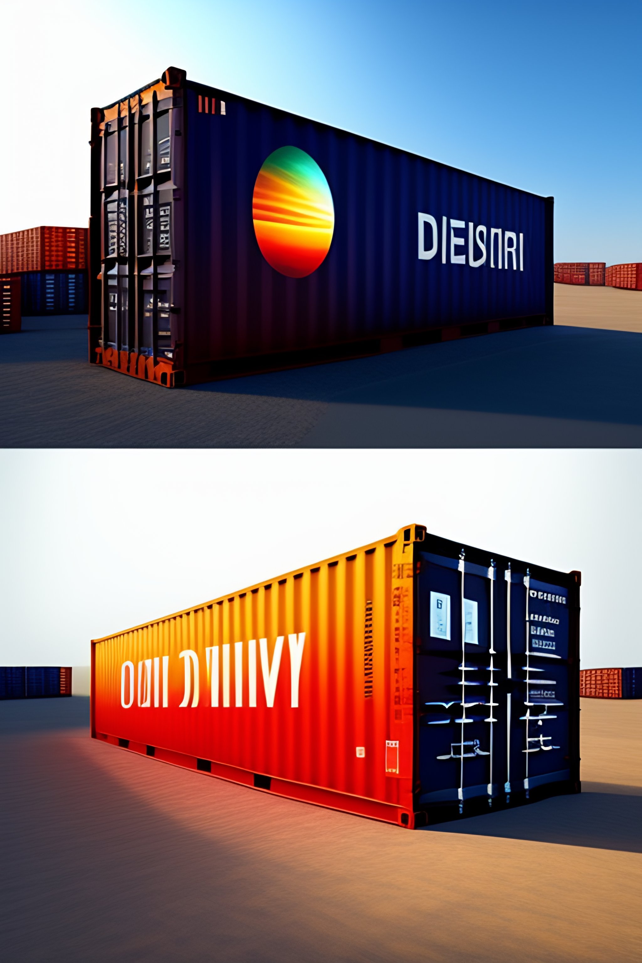 Lexica - 20 foot shipping container with text "container-deshevo ...