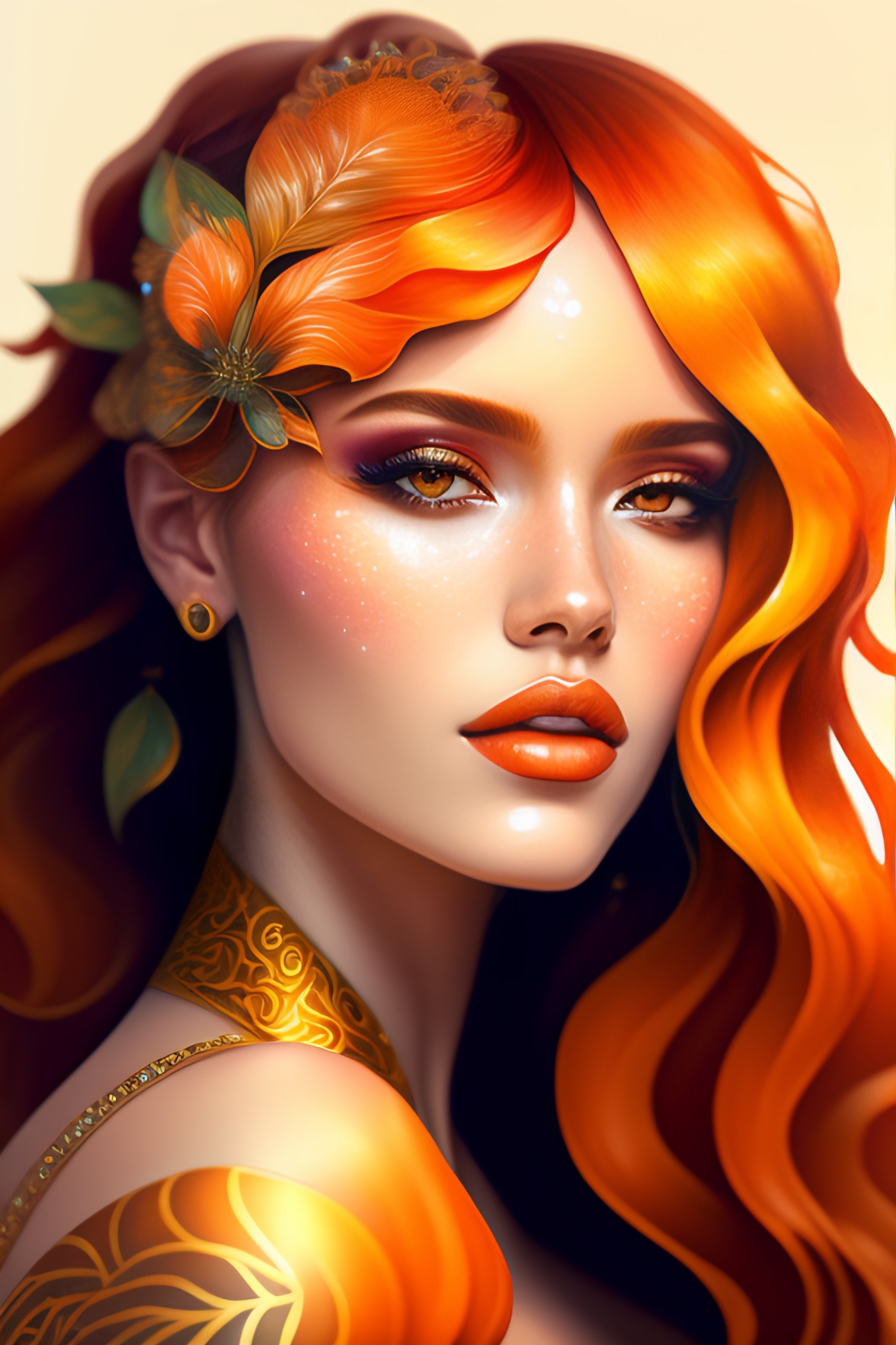 Lexica - Fashionable queen of the monstera, white face, symmetrical ...