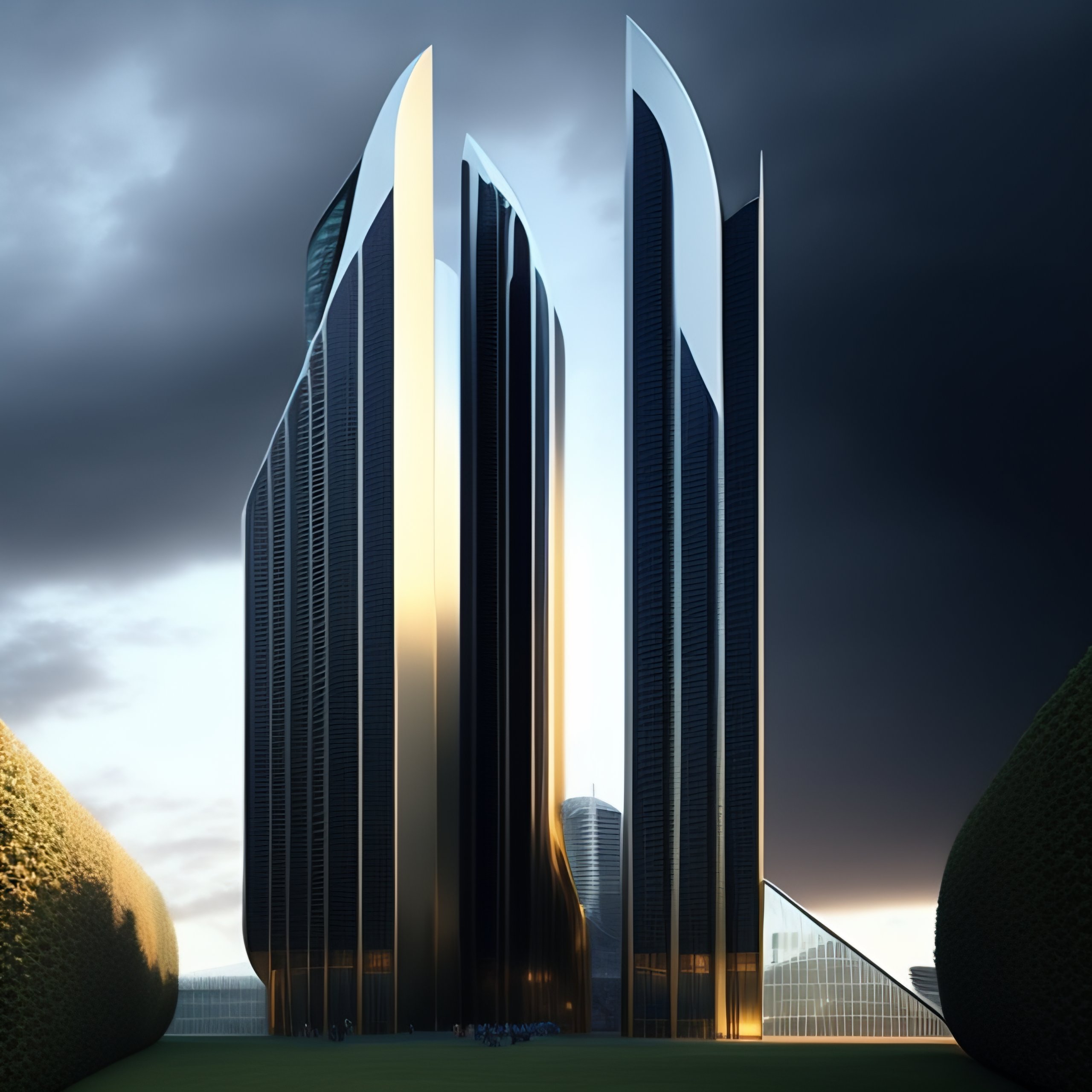 Lexica - Gothic tall building, zaha hadid style