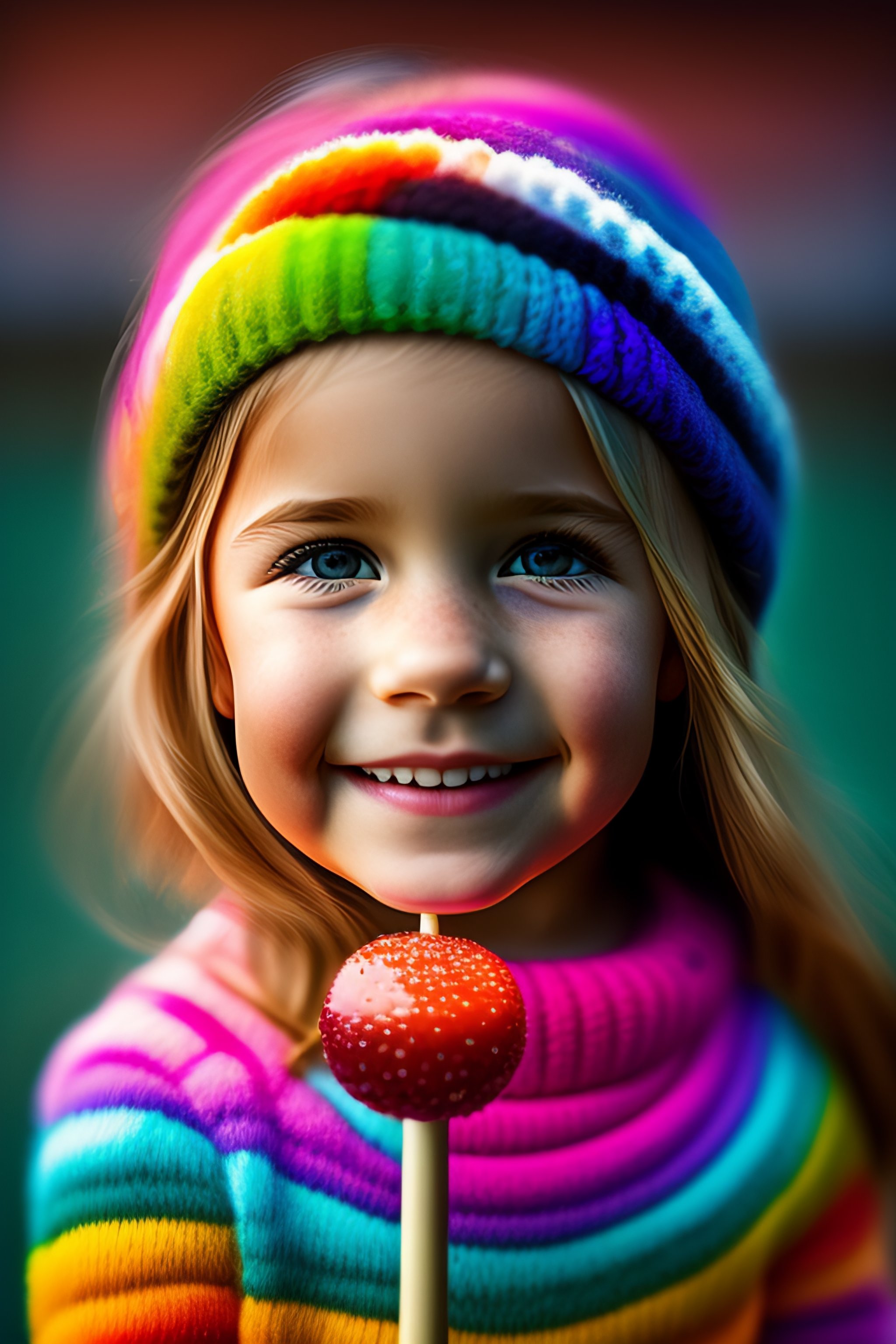 Lexica - Portrait of a little girl with a colorful lollypop