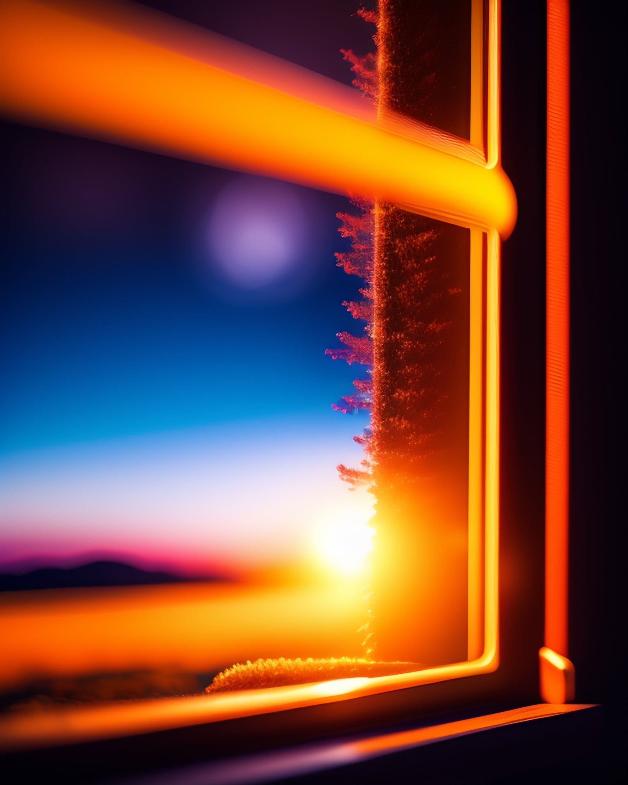 Lexica - Photograph of a window open on the world, Landscape art, neon ...