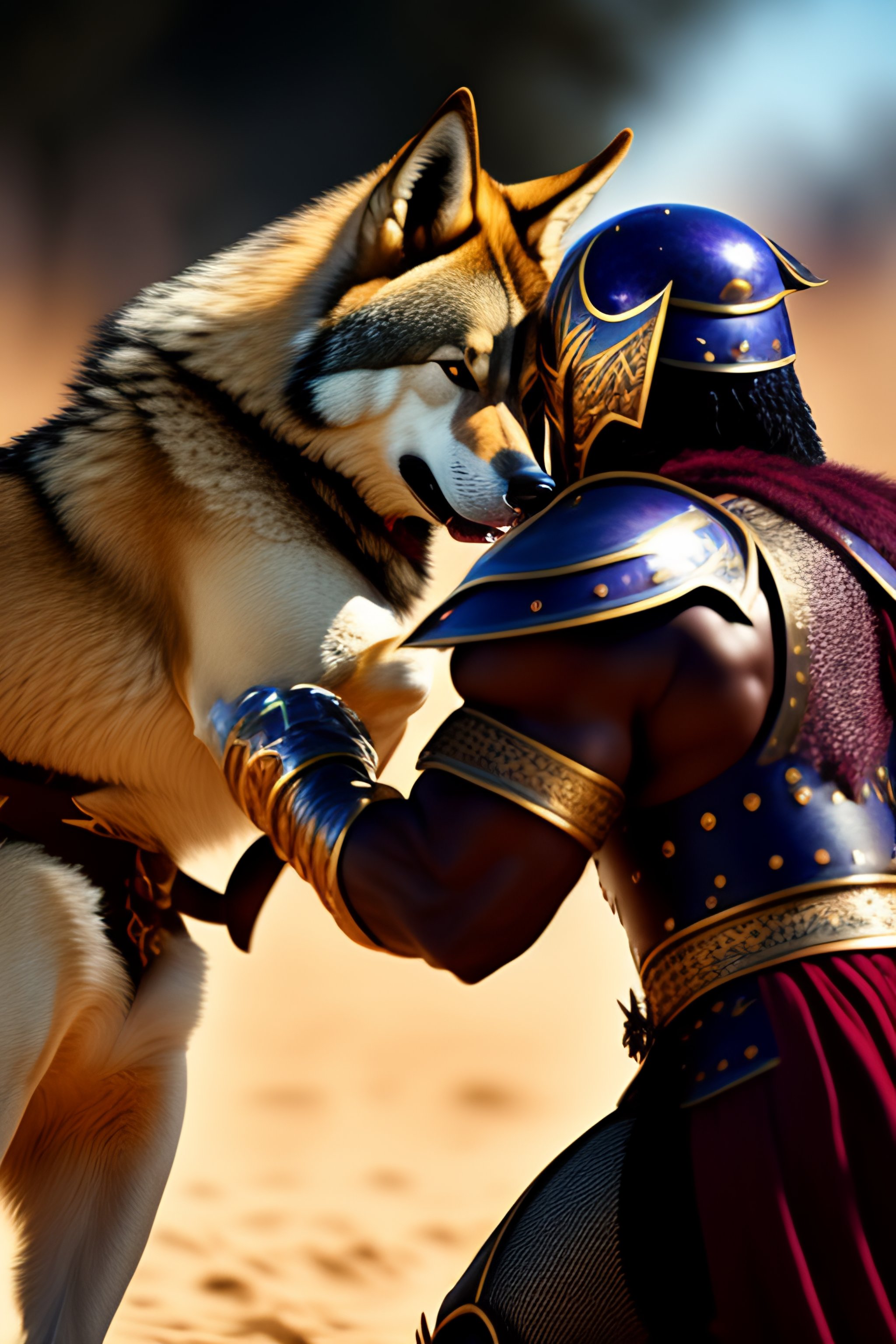 Lexica - Gladiator and wolf fight