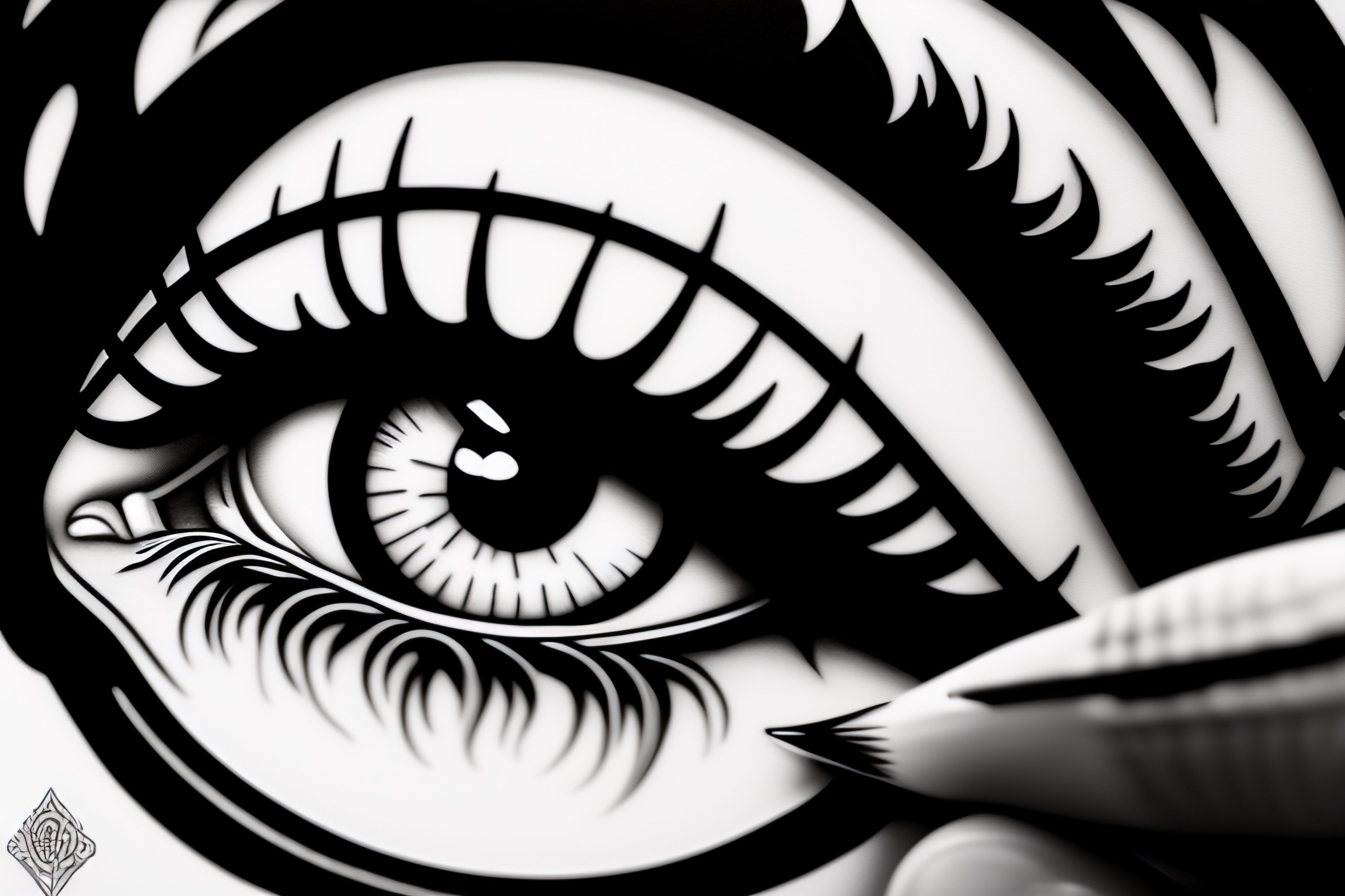Lexica - A tattoo stencil of anime eyes in blackwork style!, crying ,in ...