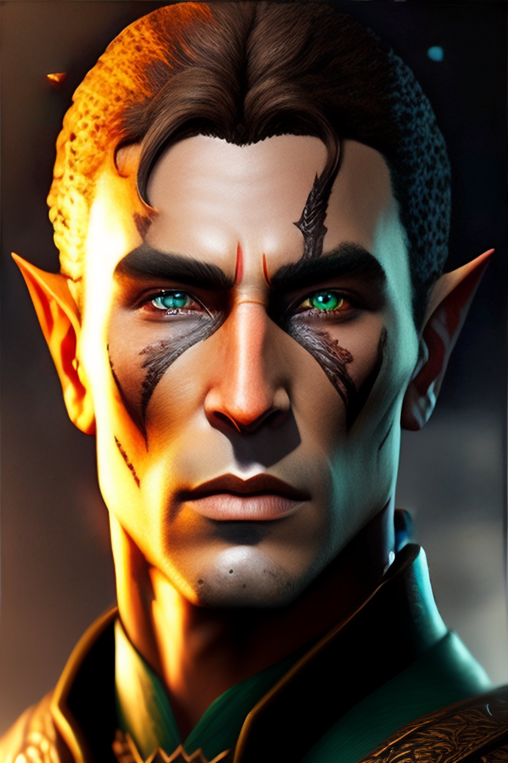 Lexica - Skyrim elf man with burned face