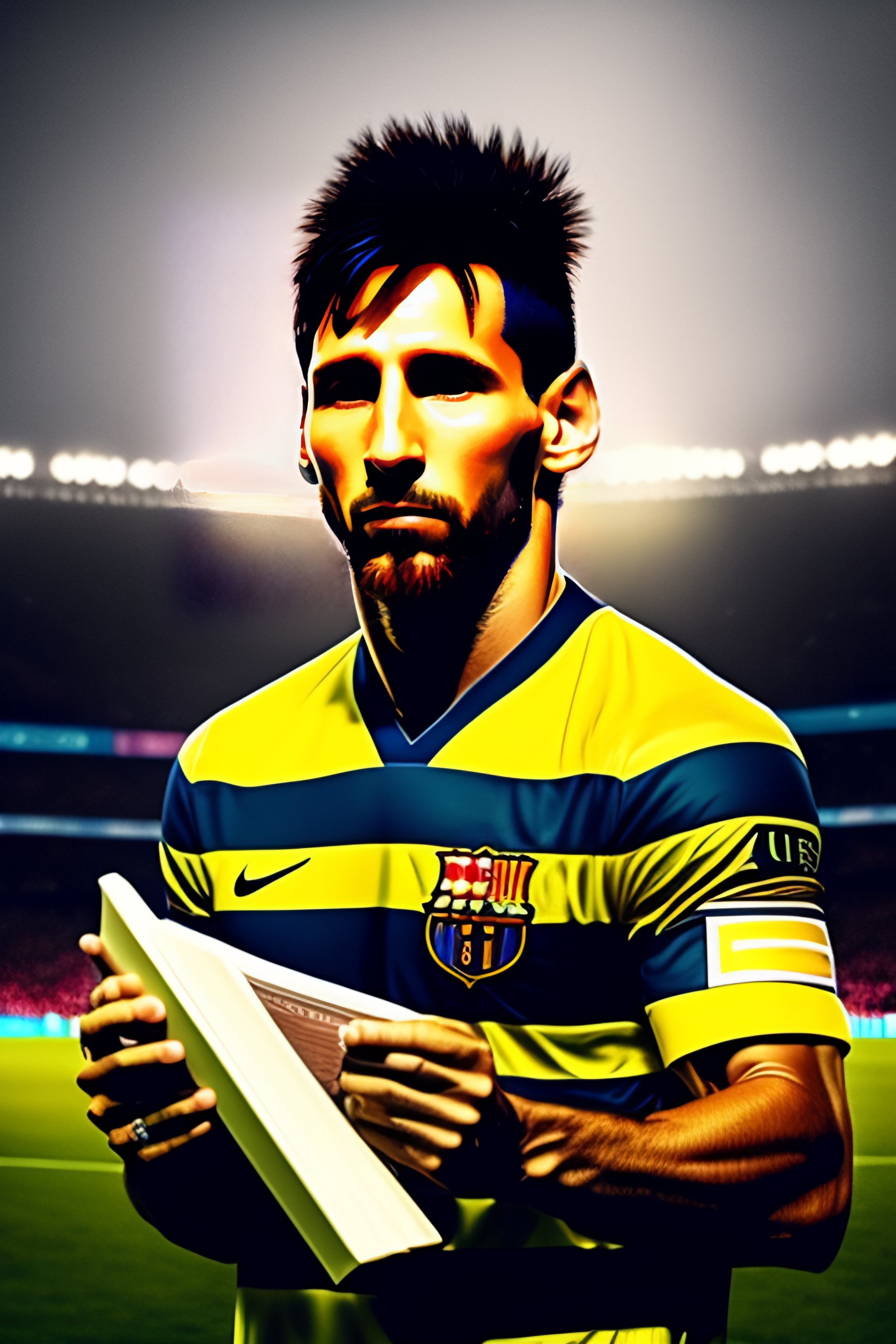 Lexica - Lionel Messi is a small, slender man with short, spiky black ...