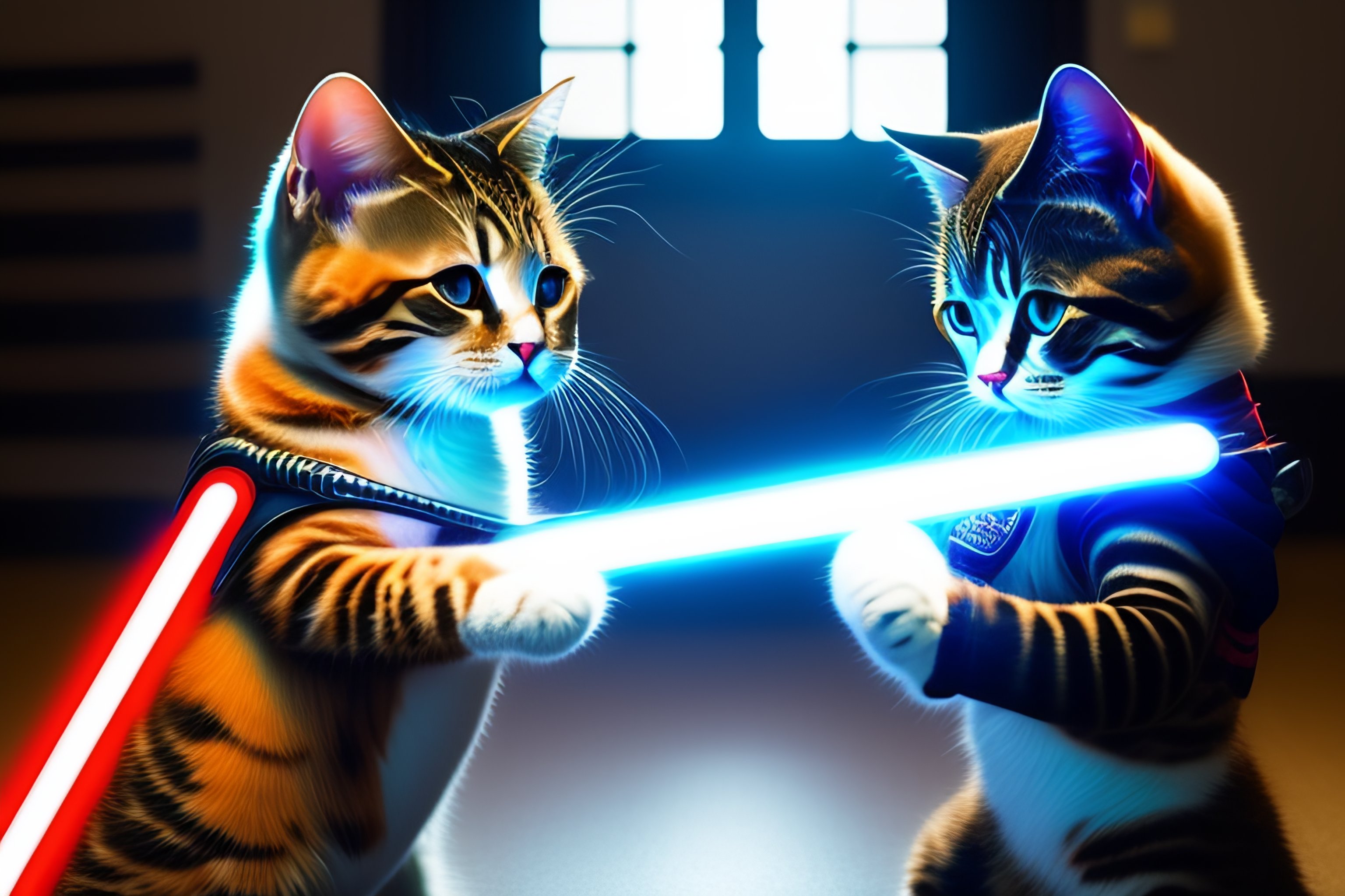 Lexica - Two jedi cats lightsaber fight