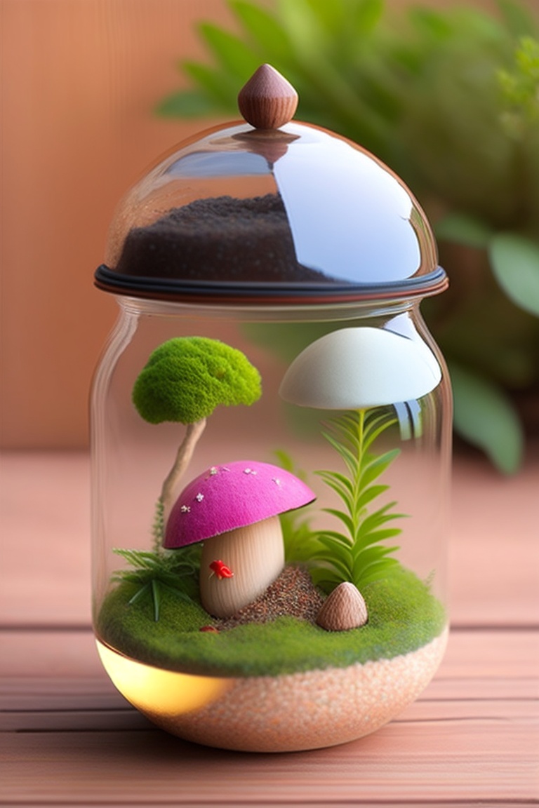 Lexica - Cute terrarium with a little mushroom