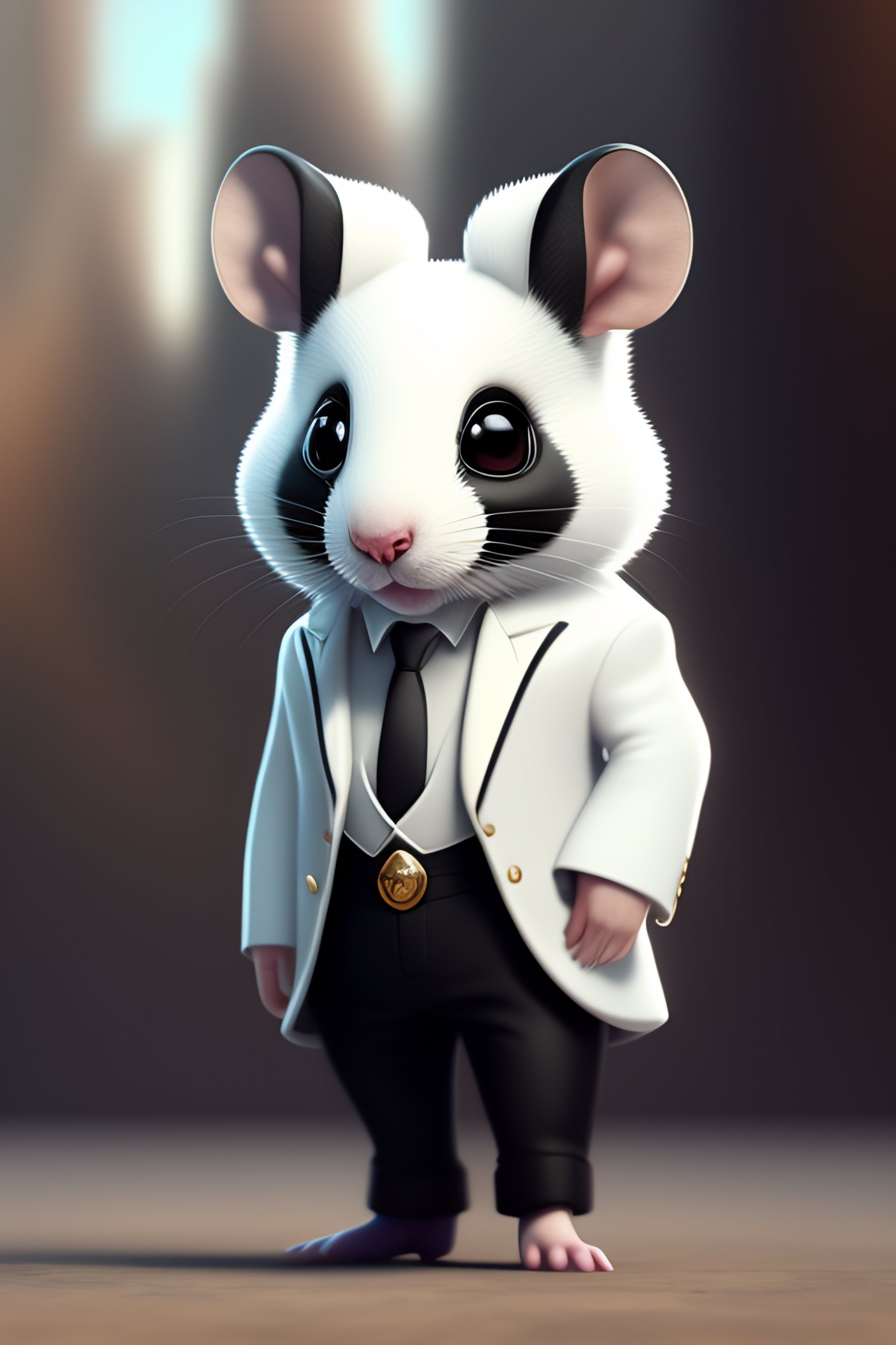 Lexica - CUTE AND ADORABLE CARTOON FLUFFY white rat,in a tuxedo,black ...