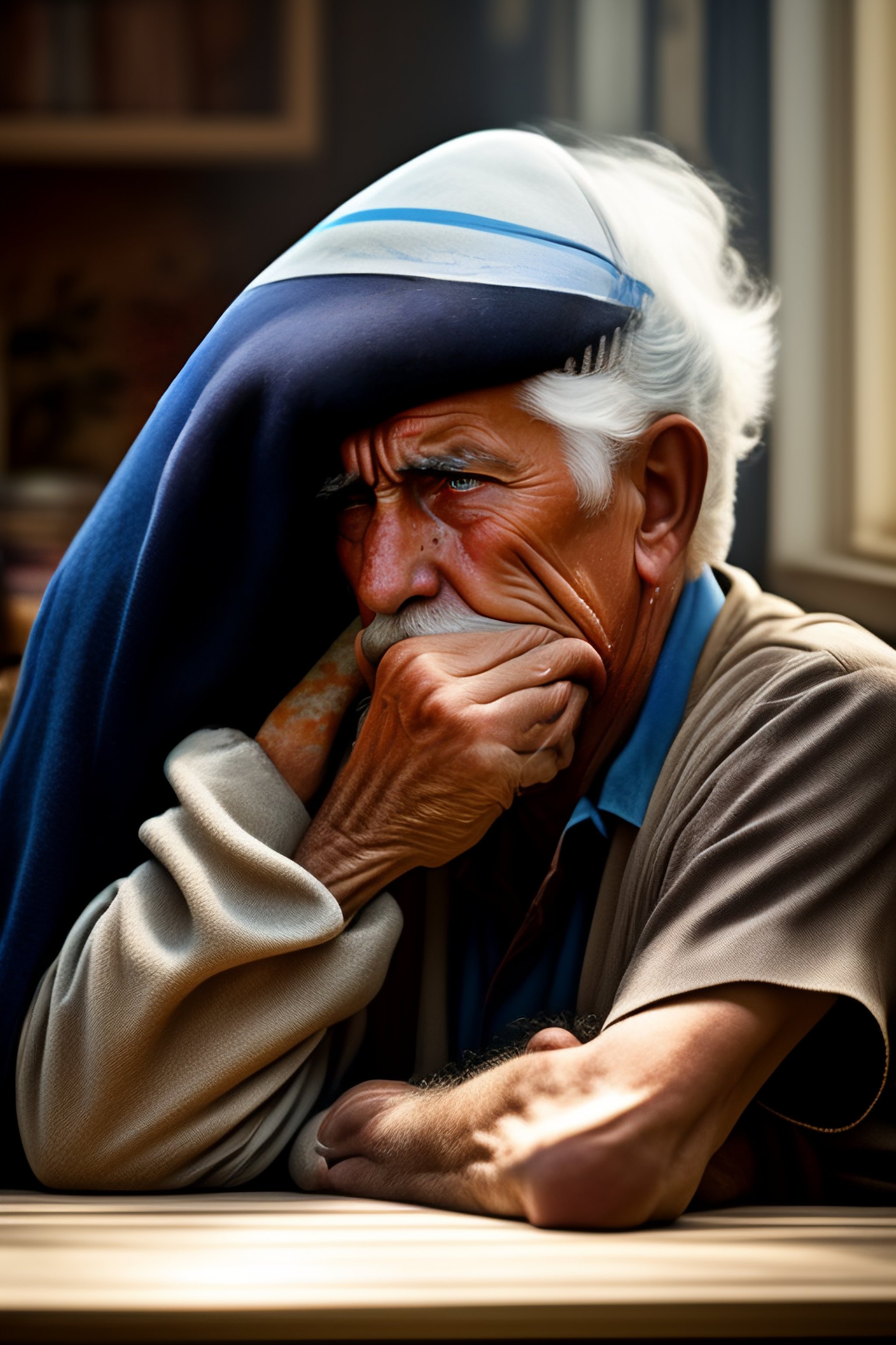 Lexica - Sad crying old man