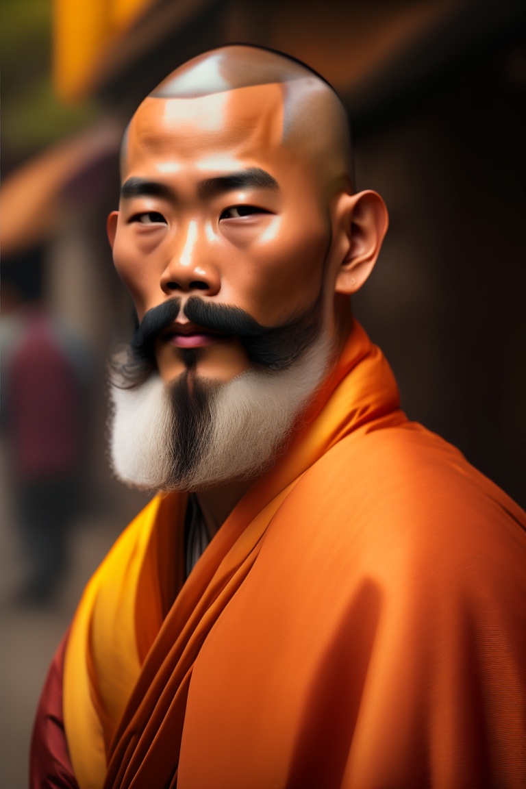 Lexica - Monk with a Vietnamese face, and facial air like moustache and ...