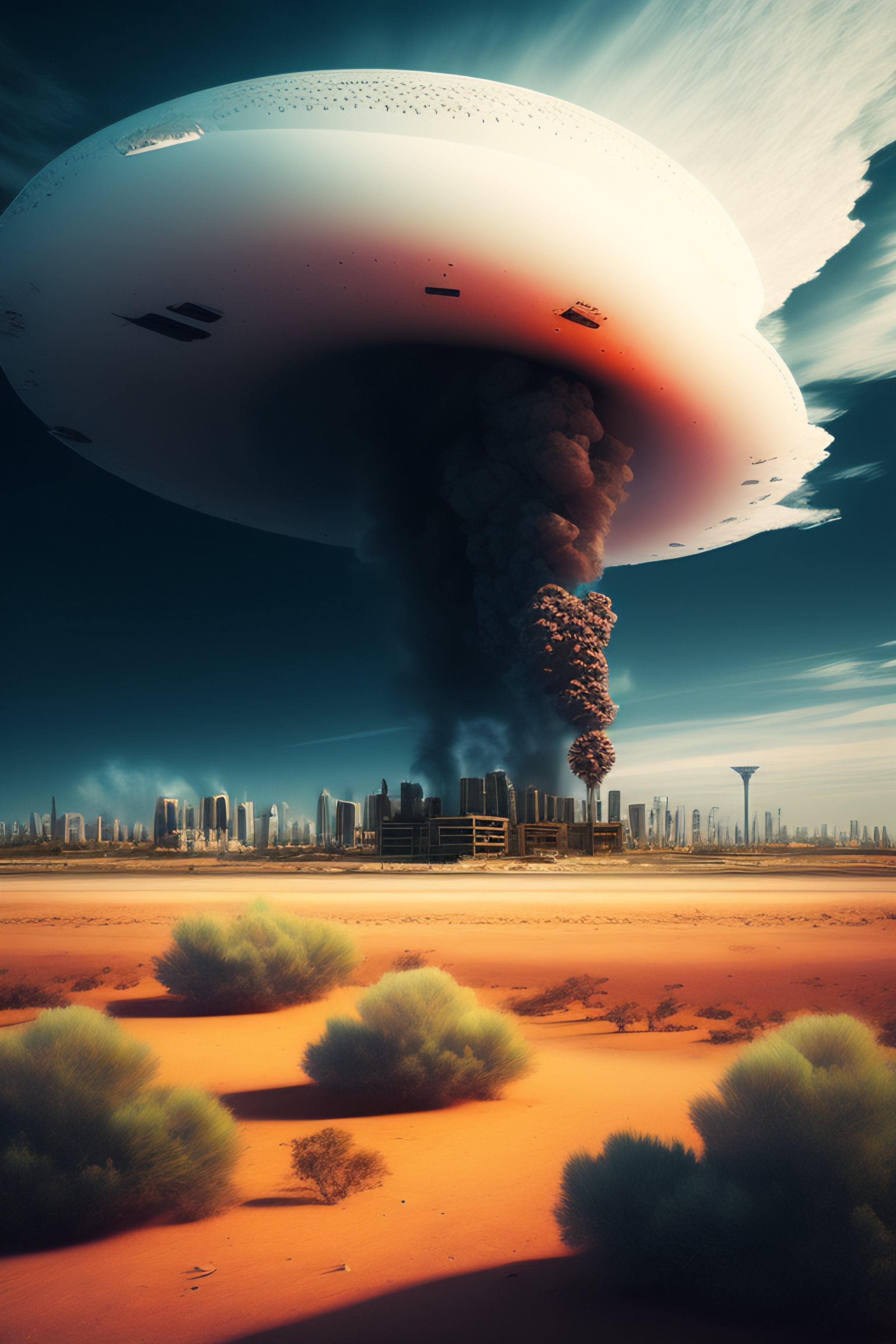 Lexica - Australia city abandoned, post apocalyptic, damage, mushroom cloud