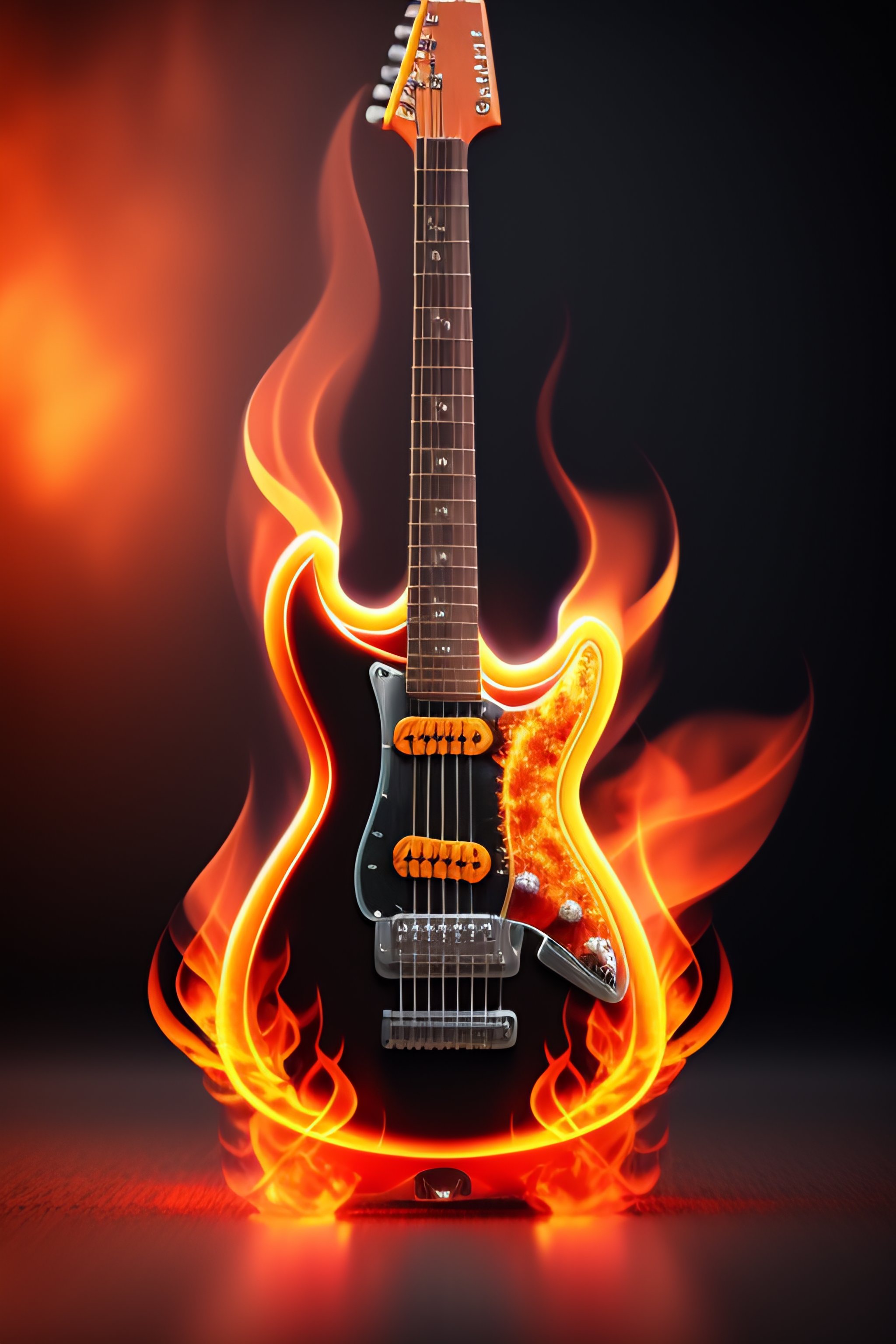 Lexica - Epic guitar with flames, 3D octane render