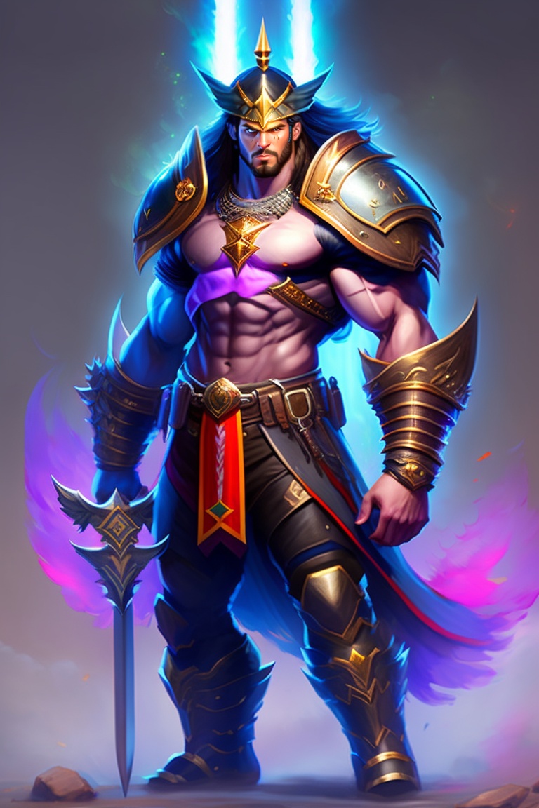 Lexica - Full body portrait of a fierce warrior, wielding a menacing ...