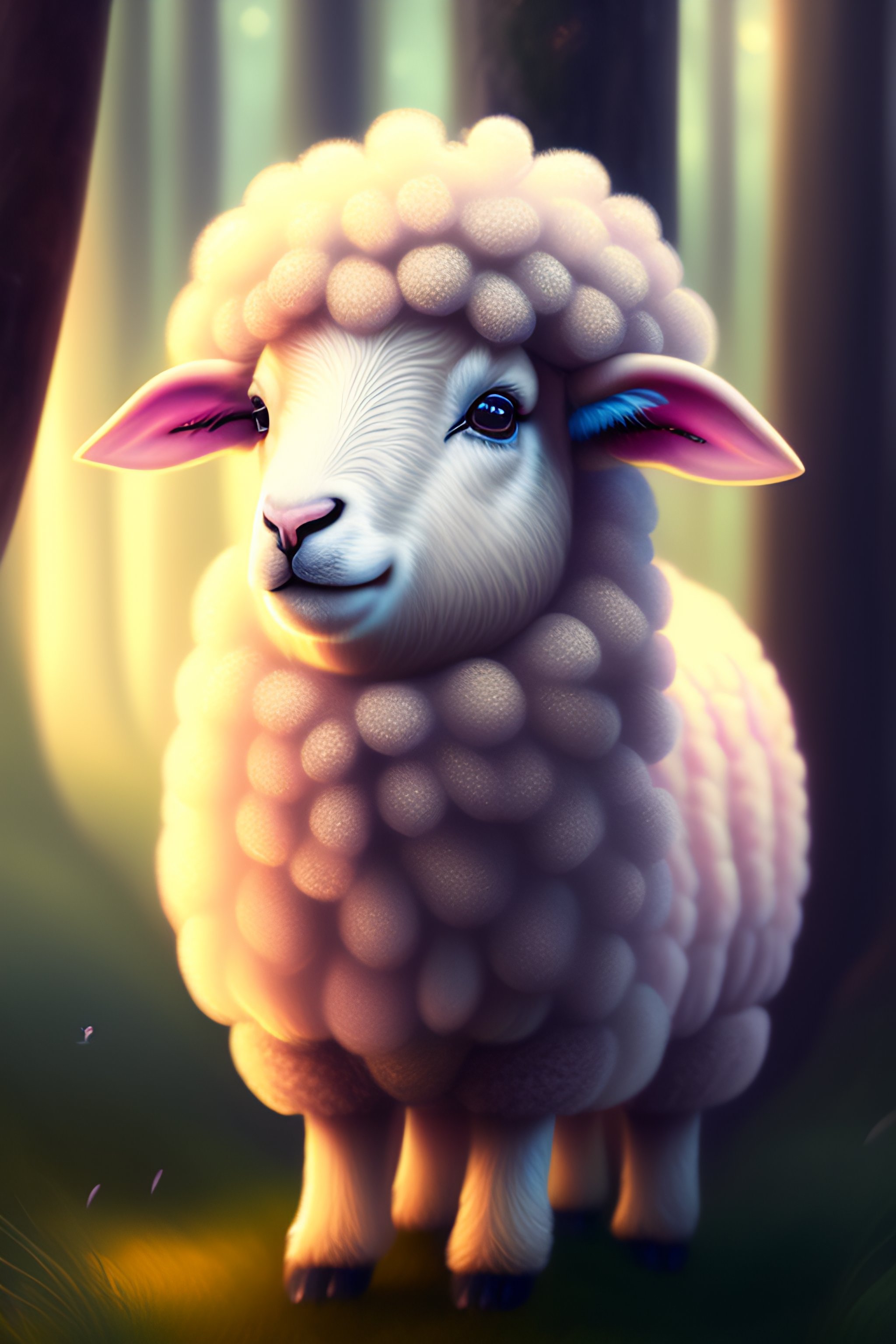 Lexica - A cute sheep in the dreamy forest, fantasy, dreamlike, 8 k ...