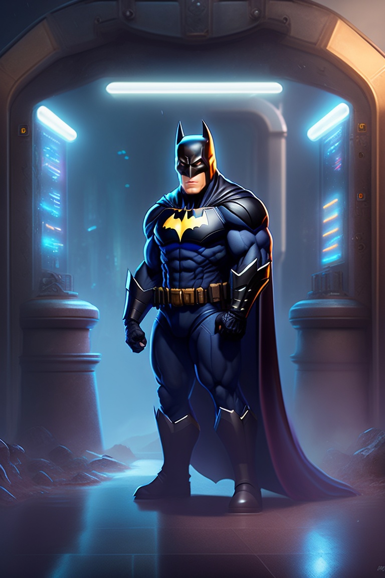 Lexica - Batman standing in the Batcave, with the Batcomputer and ...