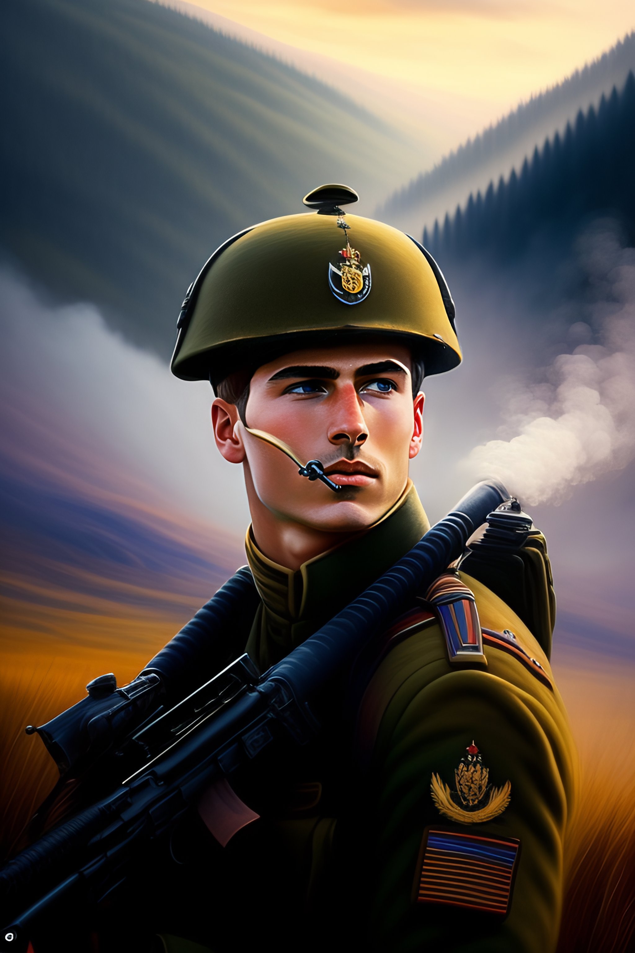 Lexica - The young soldier's face is a twisted mask of agony and horror ...