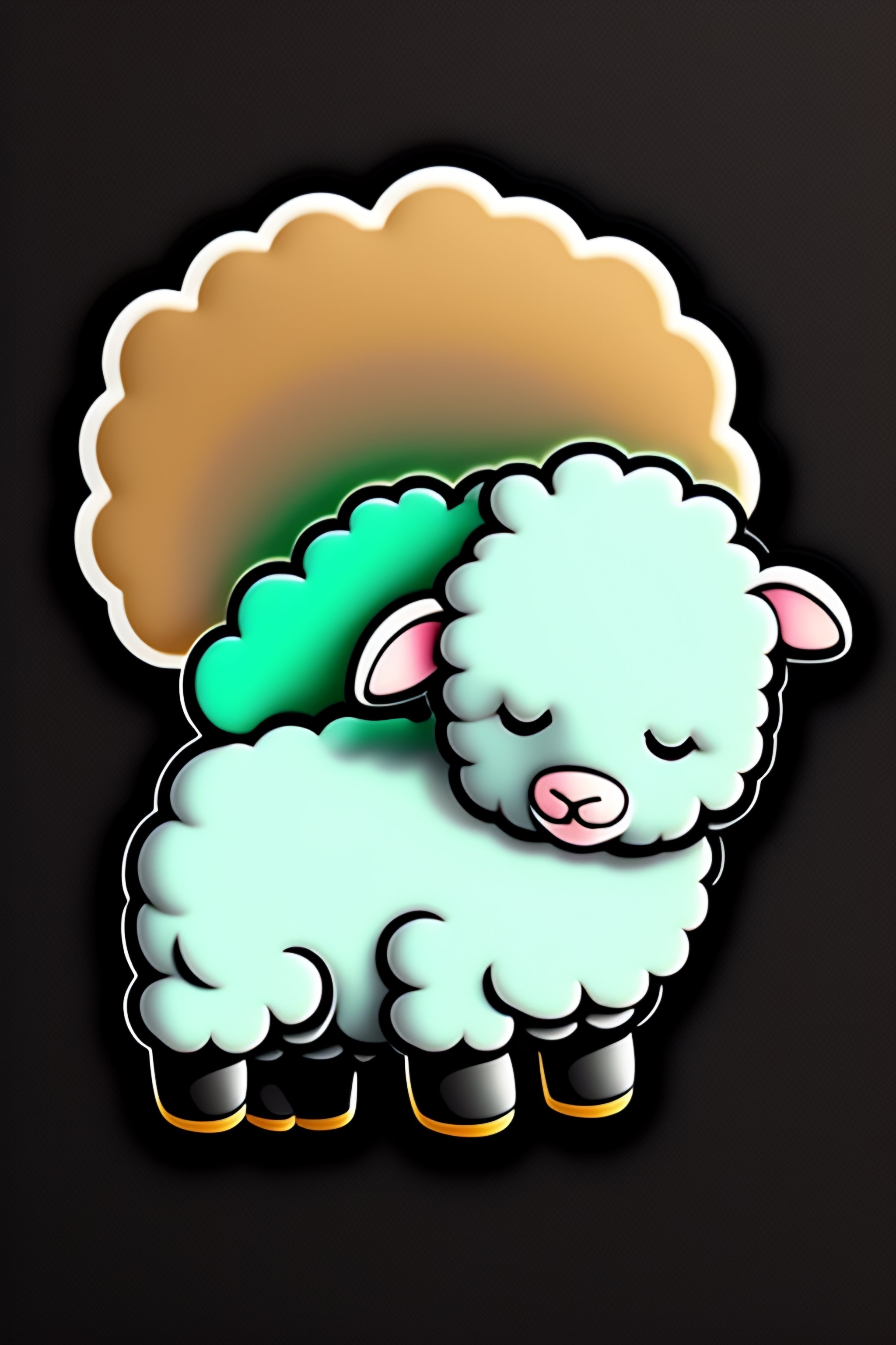 Lexica - Cute sleeping sheep chibi cartone style , mint tone, sticker logo