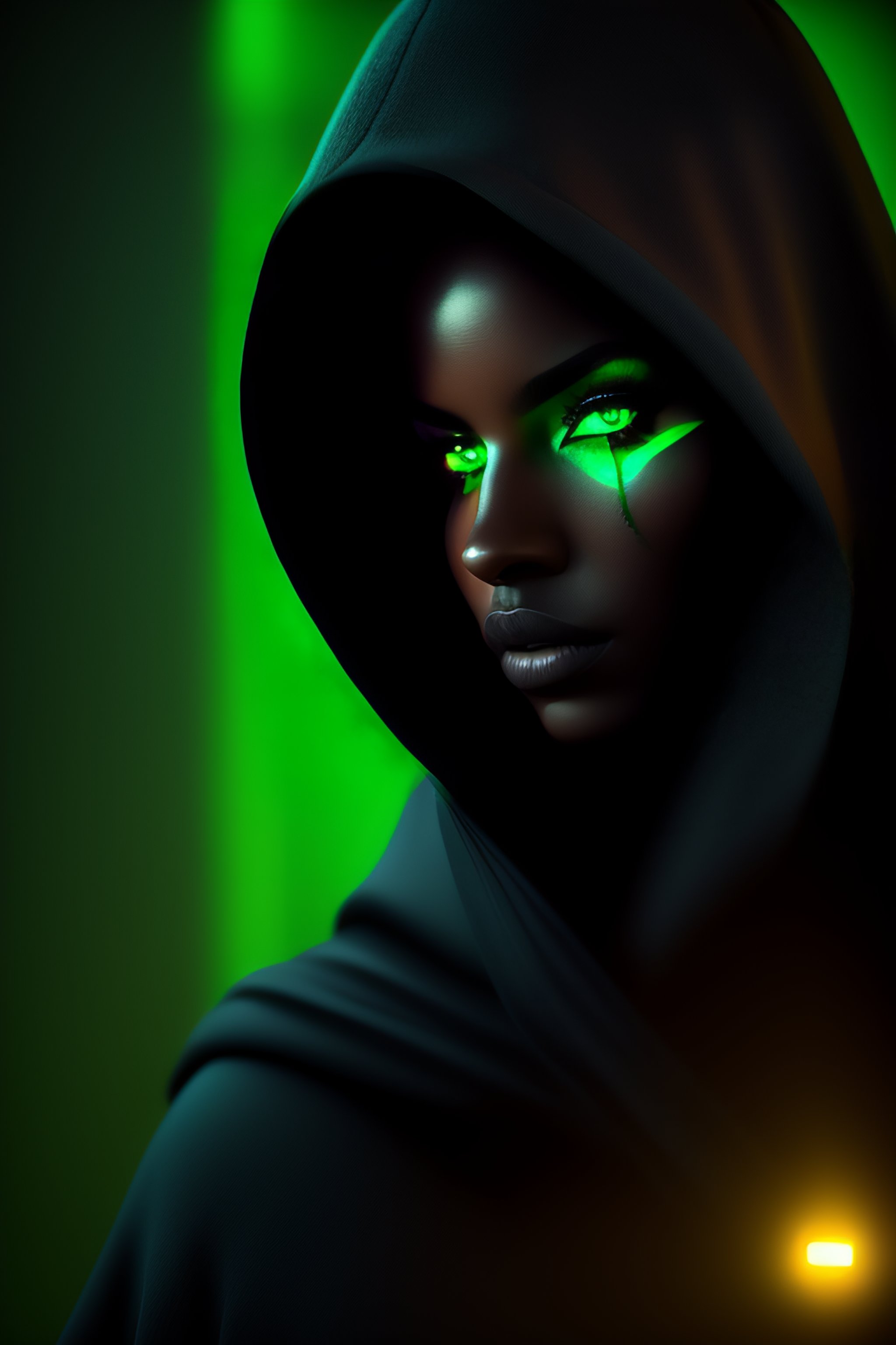 Lexica - Pixel art, green eye, black hooded figure, dark, creepy ...