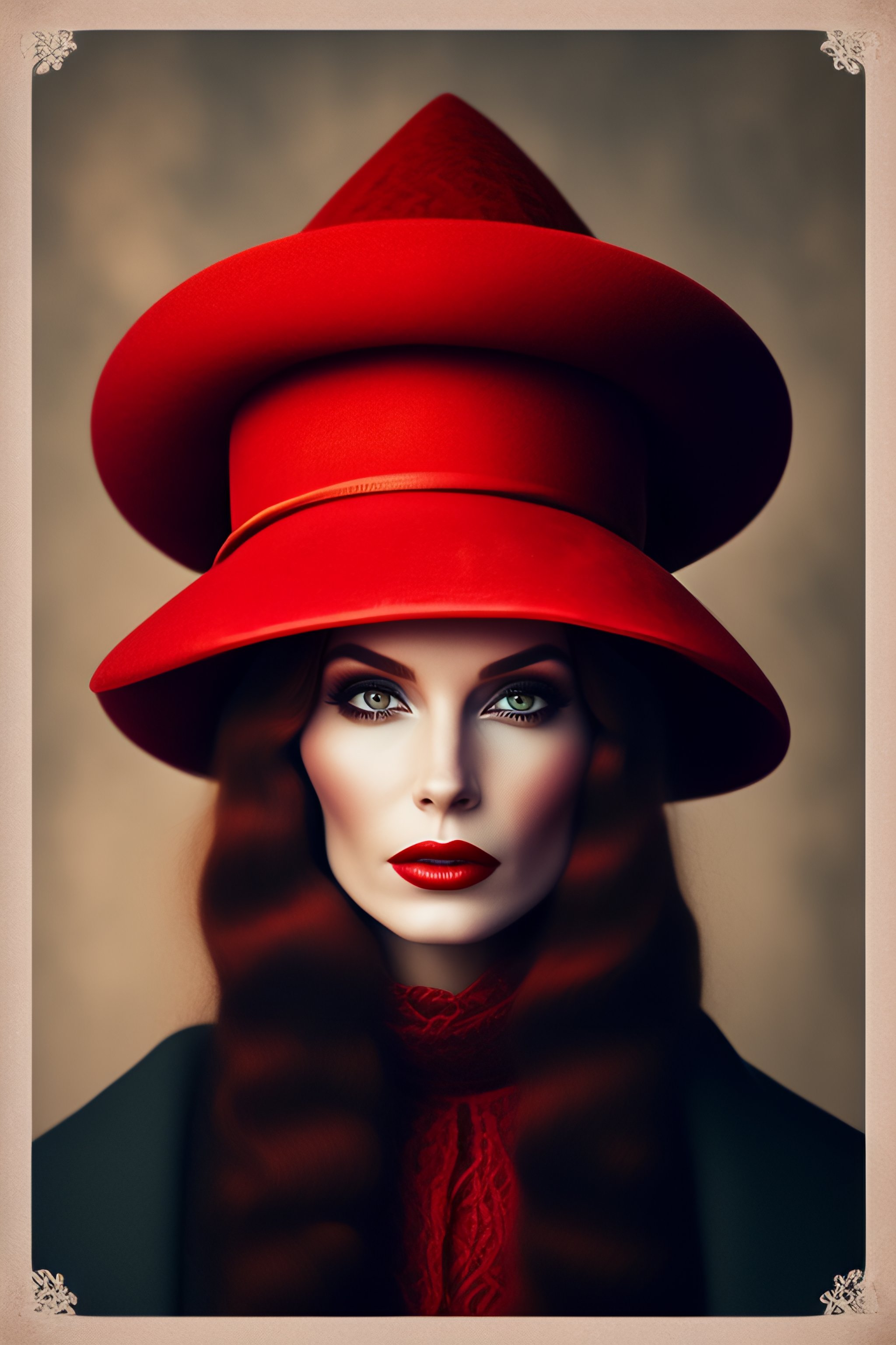 Lexica - Ugly old witch with red hair and a big gray hat