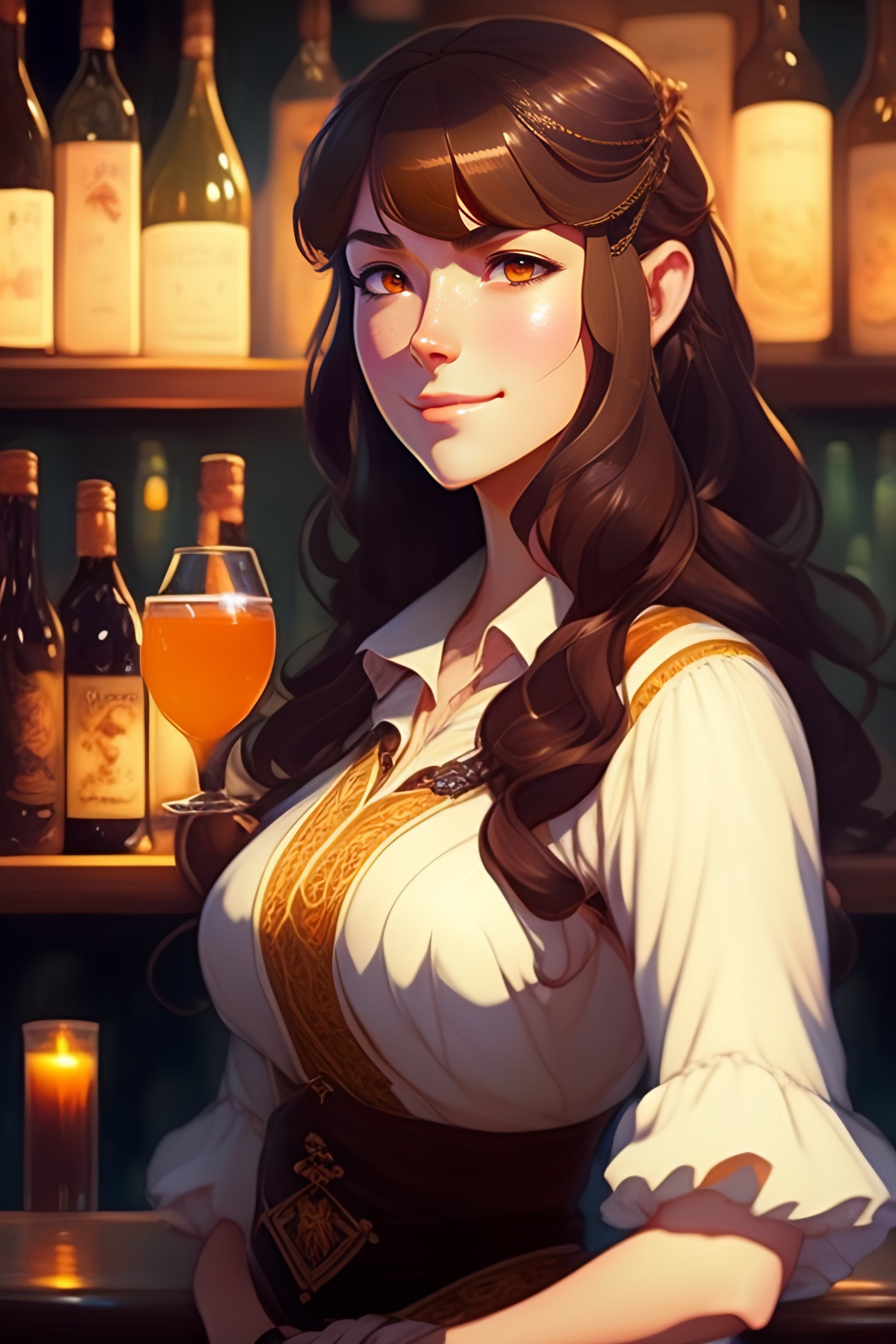 Lexica - Barmaid brunette tavern baroque oil painting soft face young ...