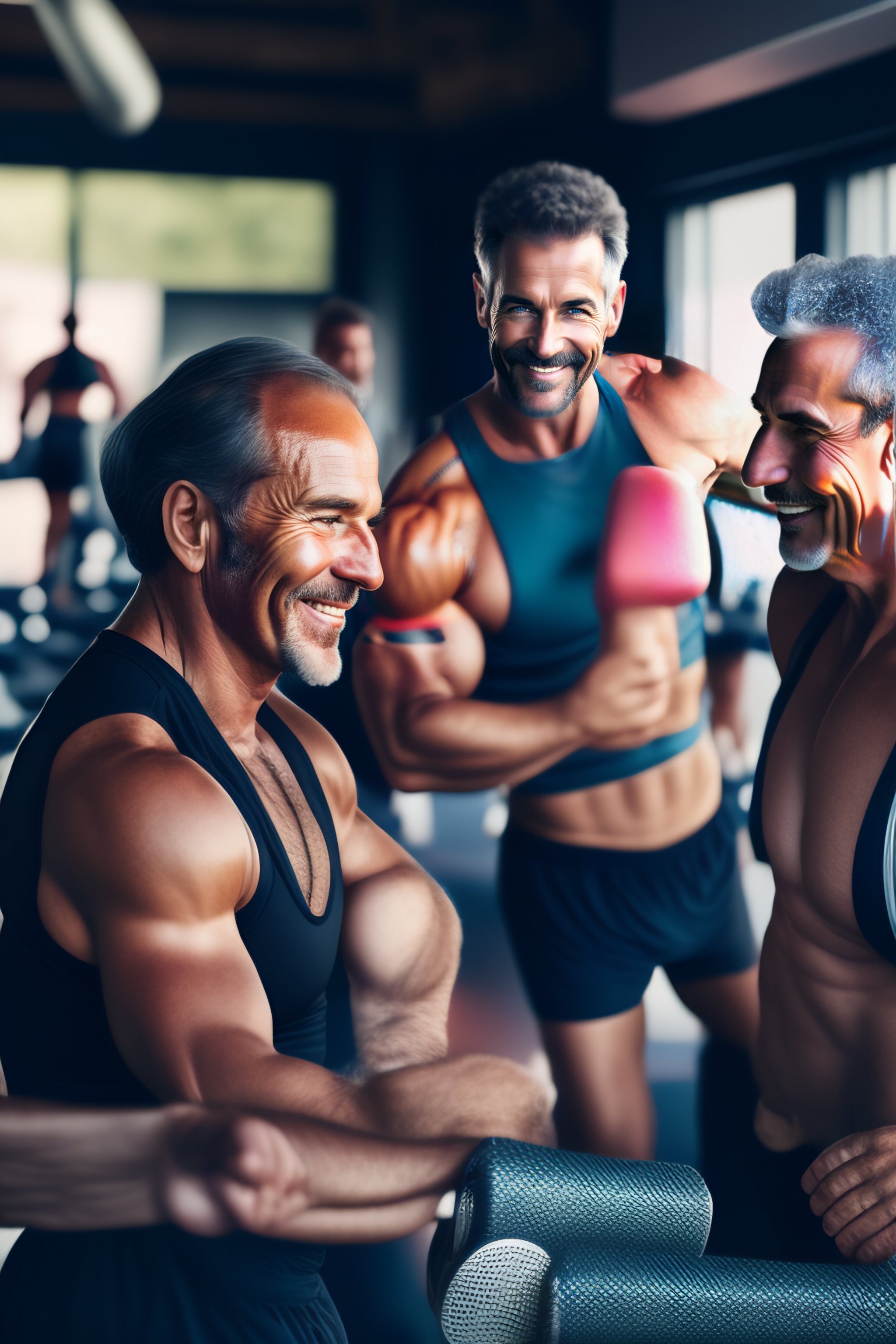Lexica - Group of diverse middle age men, fitness context, health focus ...