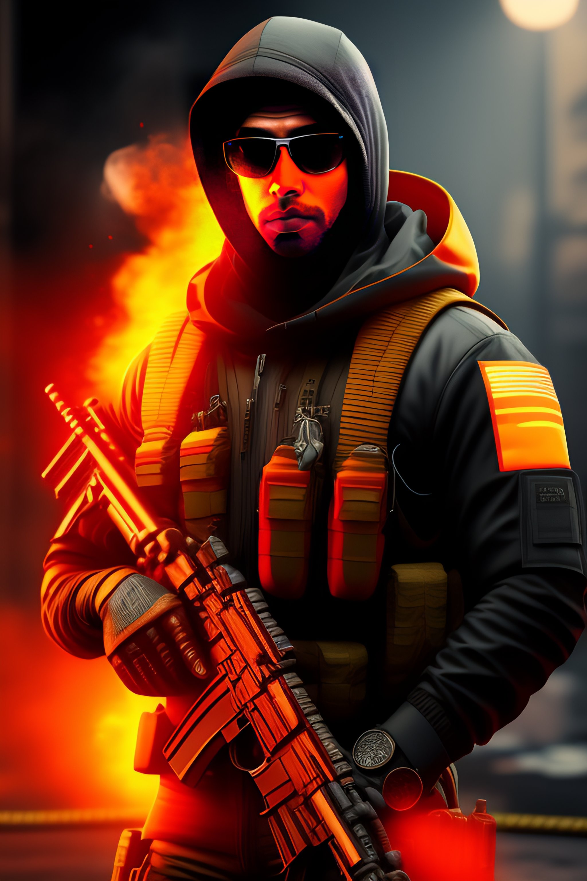 Lexica - CS-GO man terrorist, with tattos in the body, hollographic ...