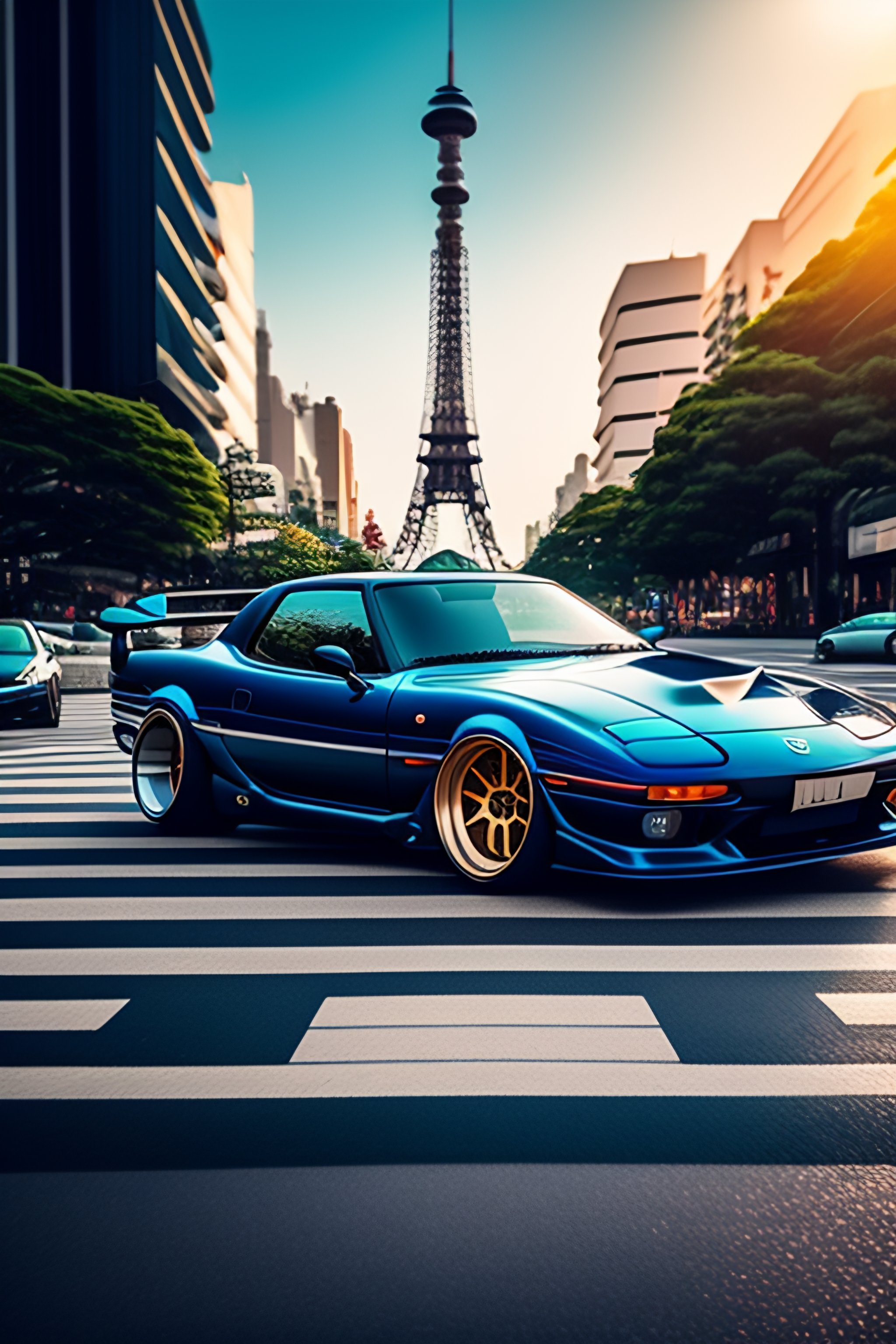 Lexica - Mazda rx7 parked on busy street in tokyo