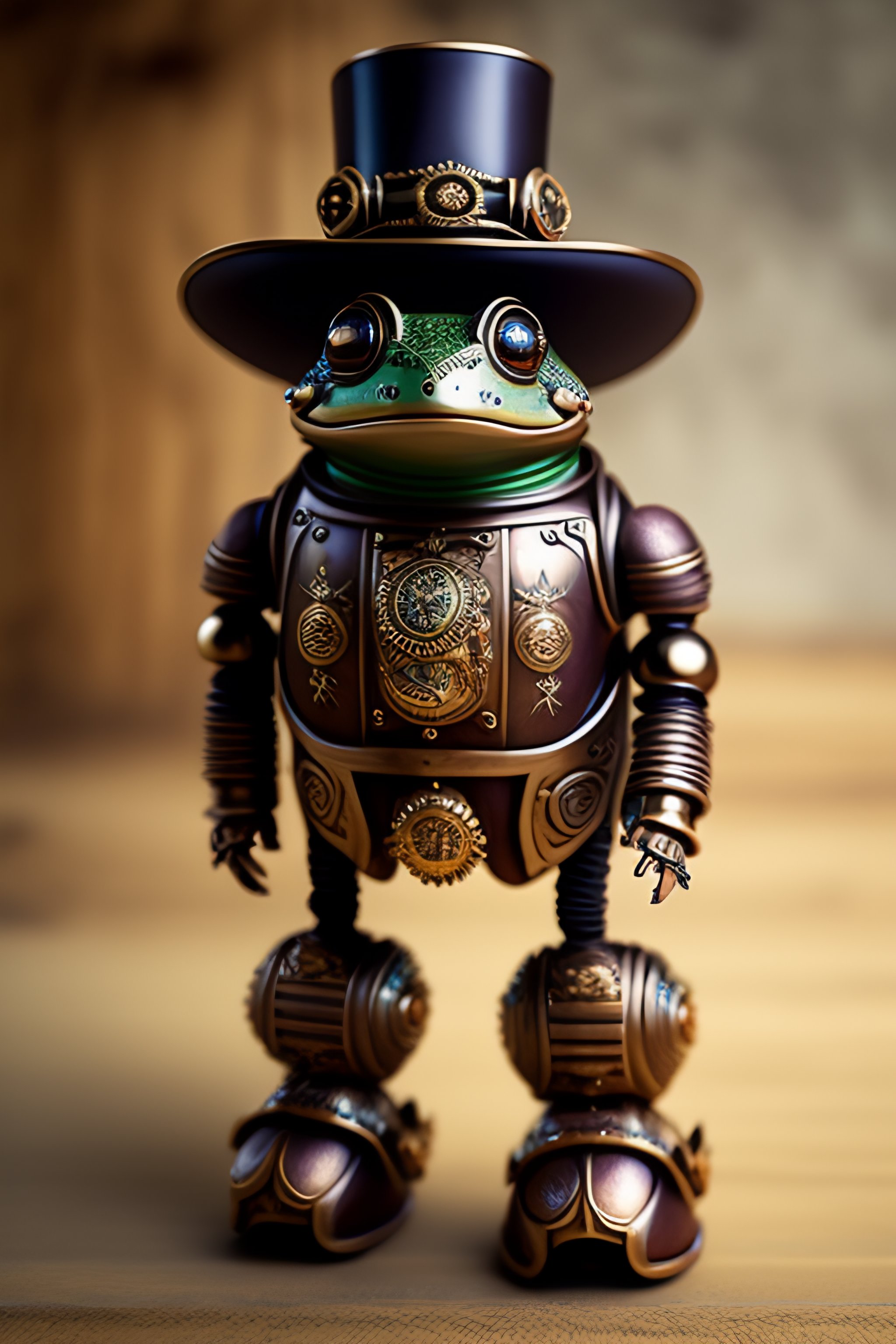 Lexica - Steampunk cowboy robot frog full body pristine