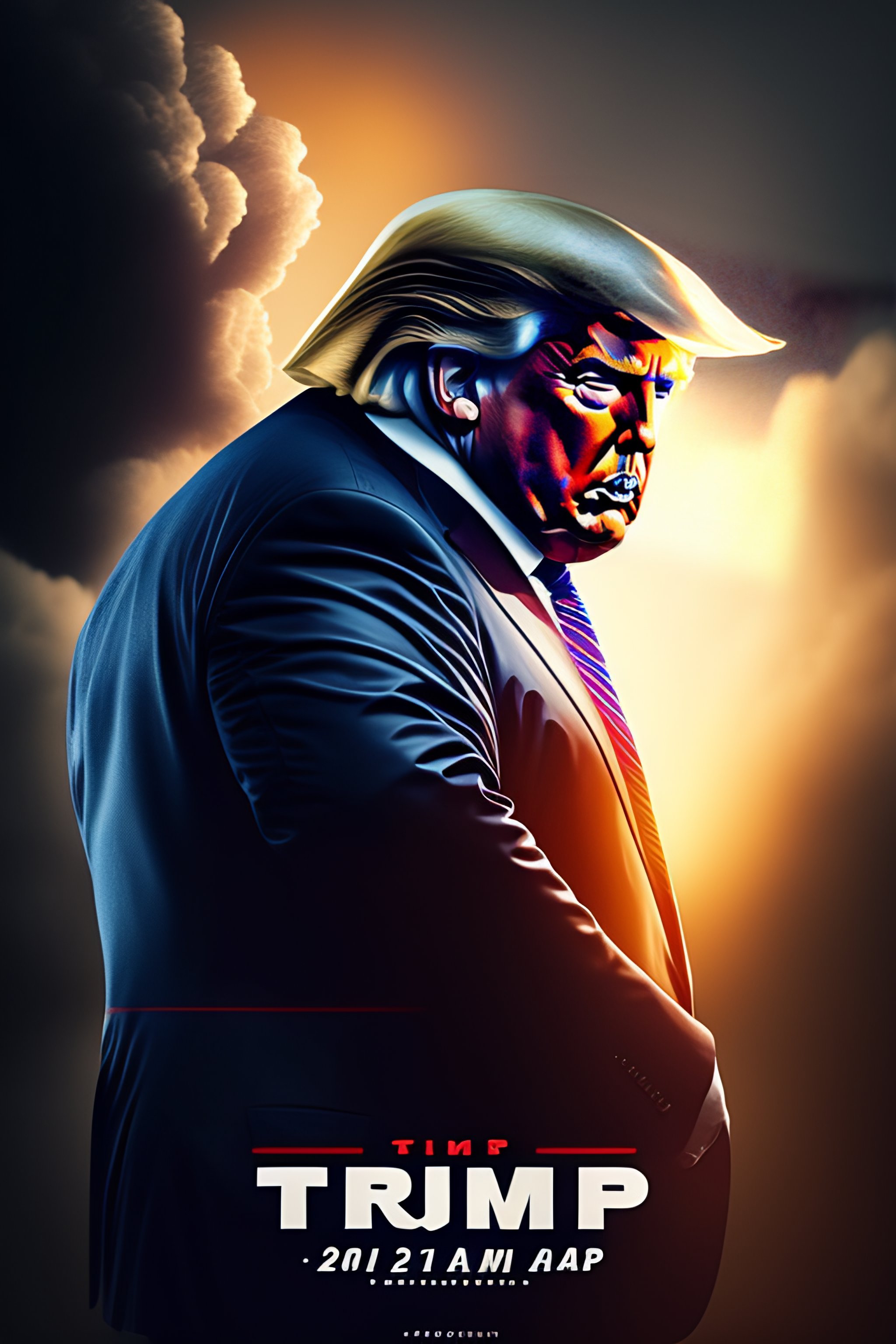 Lexica - Donald Trump depicted as a giant monster, fighting Obama