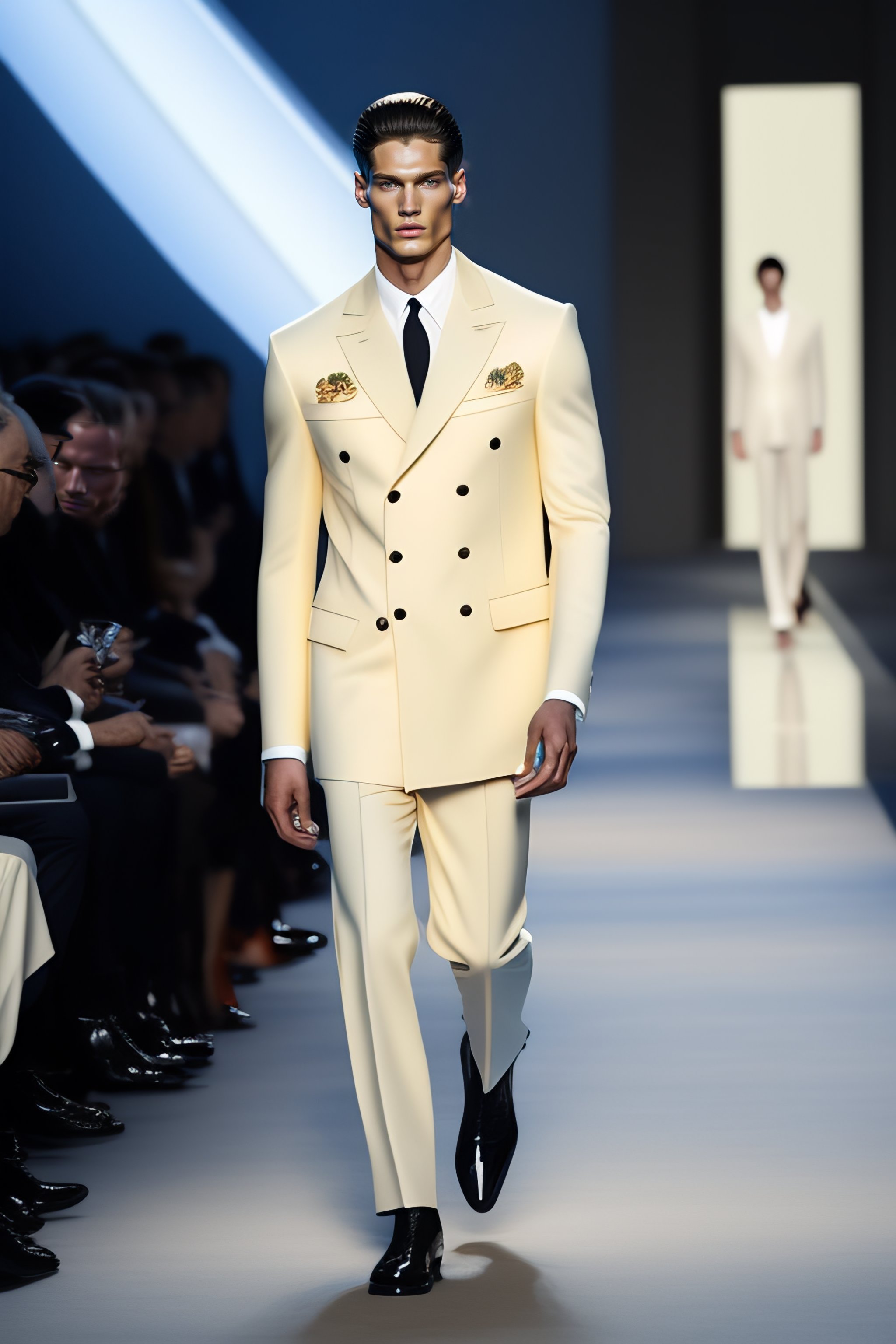 Lexica - Realistic photo of a male model walking for Dior