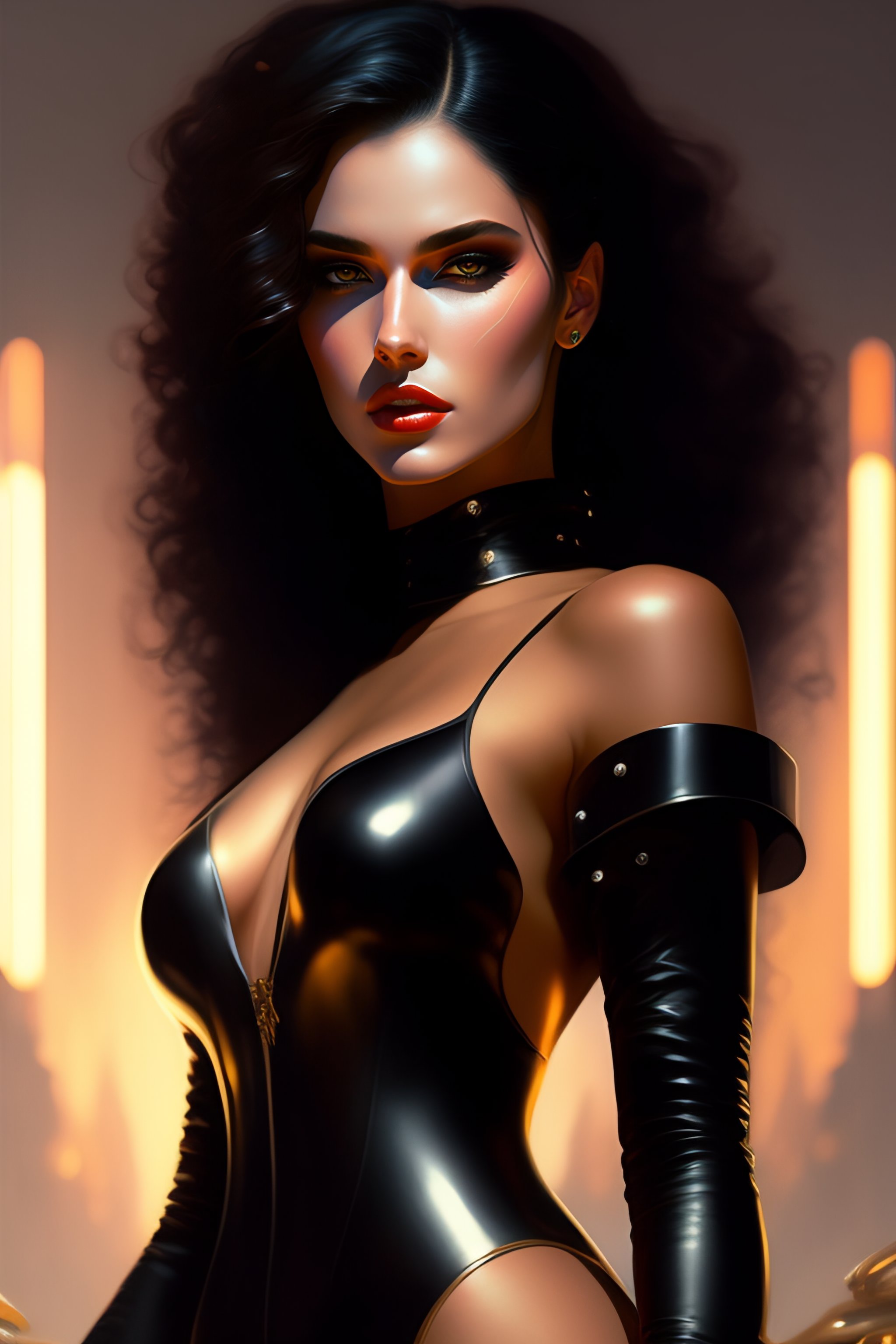 Lexica - Beautiful hot matrix girl in leathers, backlight, art by greg rutkowski, tom bagshaw