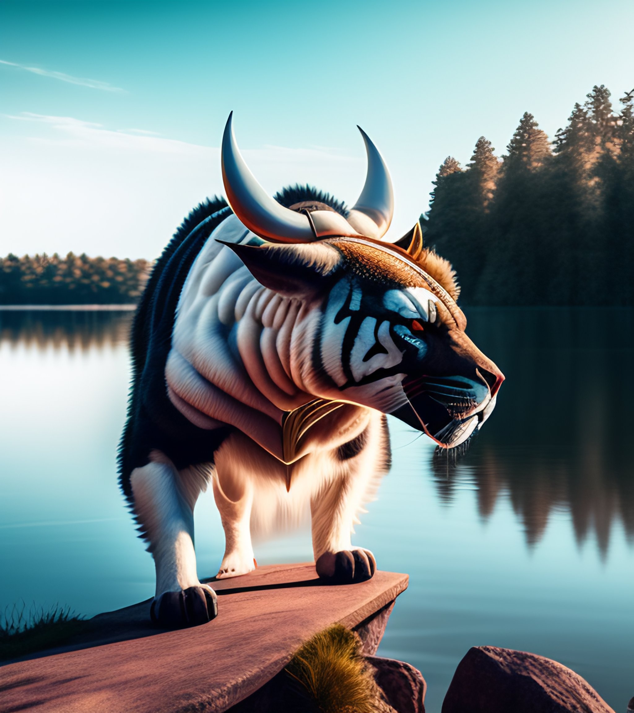 Lexica - Strong white knight fighting devil by the lake, james paick ...