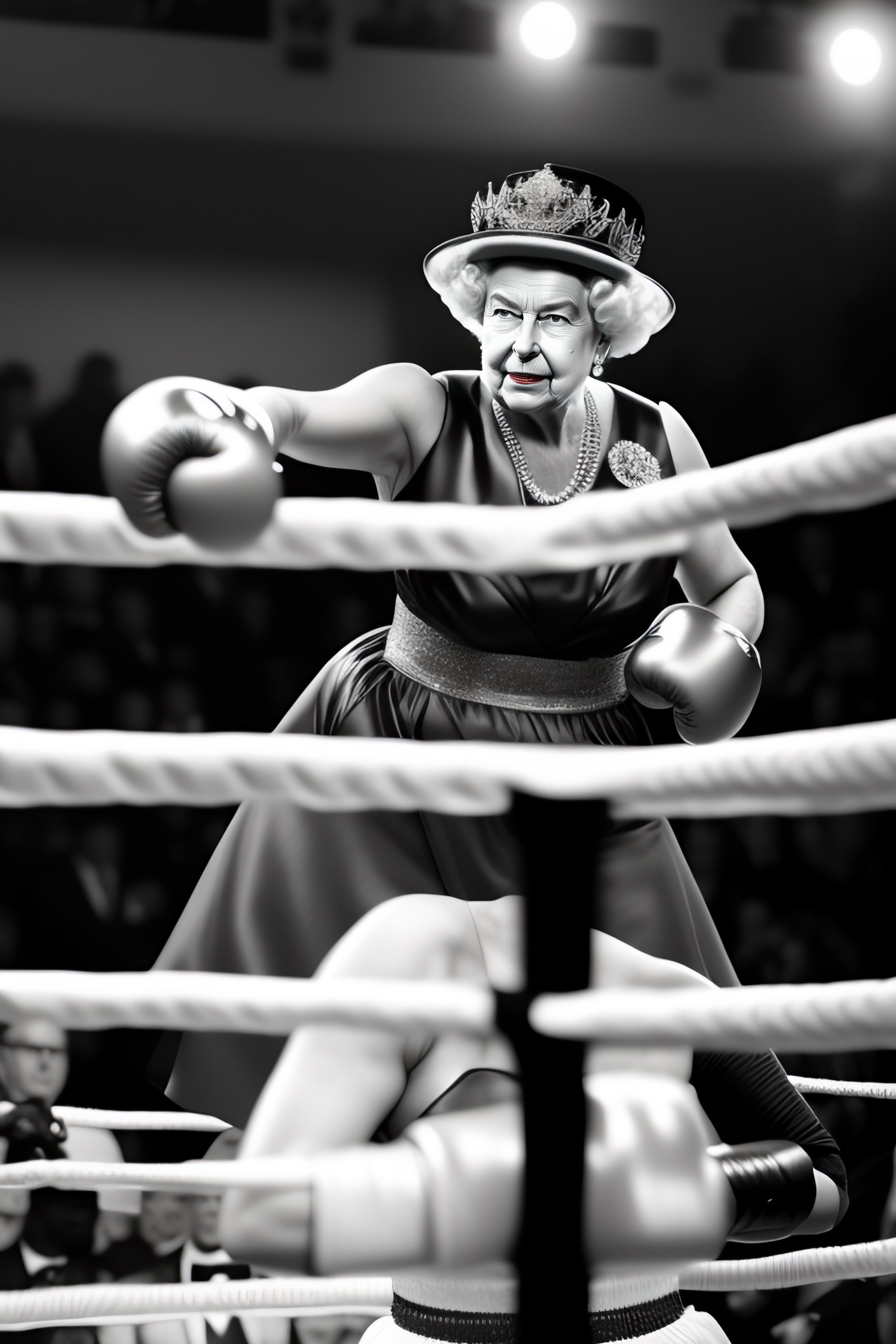 Lexica - Queen elizabeth in a boxing ring