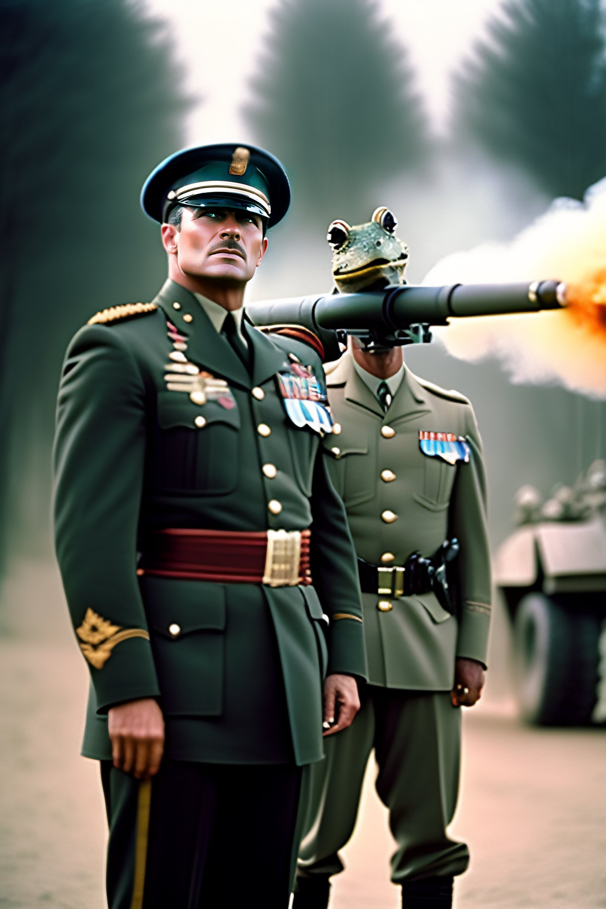 Lexica - Anthropomorphic frog as oversized muscular war general in war ...