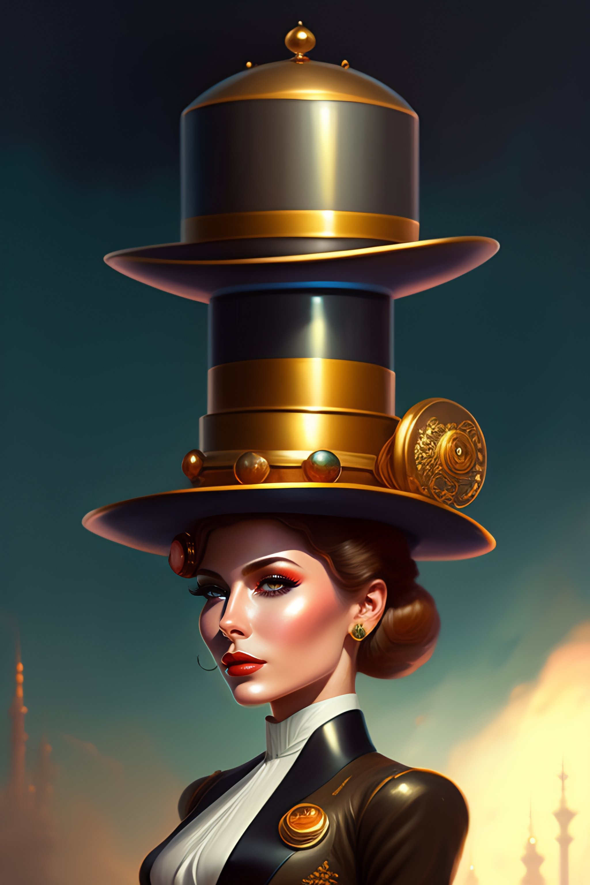 Lexica - A prim futurama robot bender with a top hat on his head and a ...