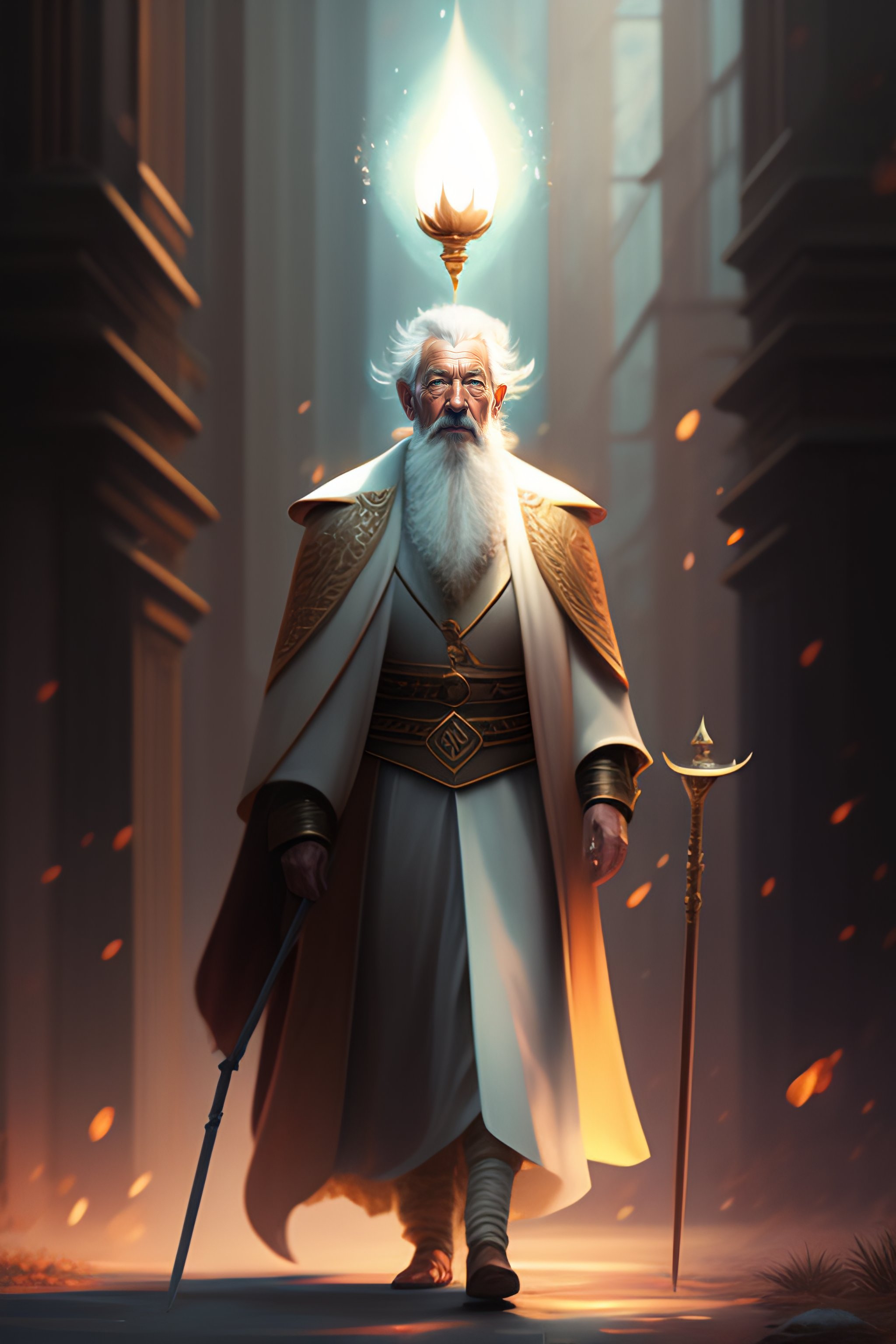 Lexica - Full shot body photo of Ian McKellen as wizard holding a ...