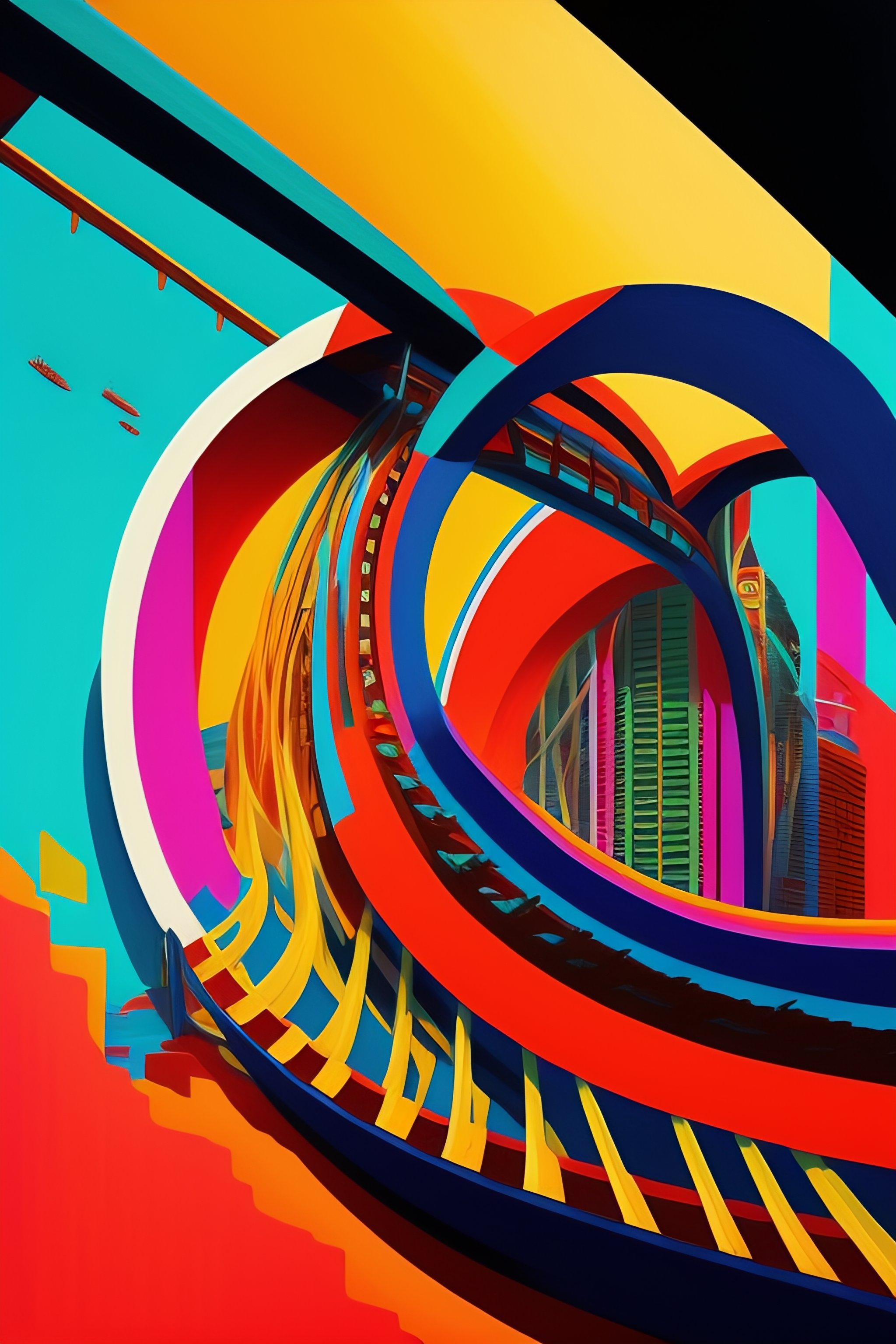 Lexica - Roller coaster, concept art, digital painting, suprematism ...