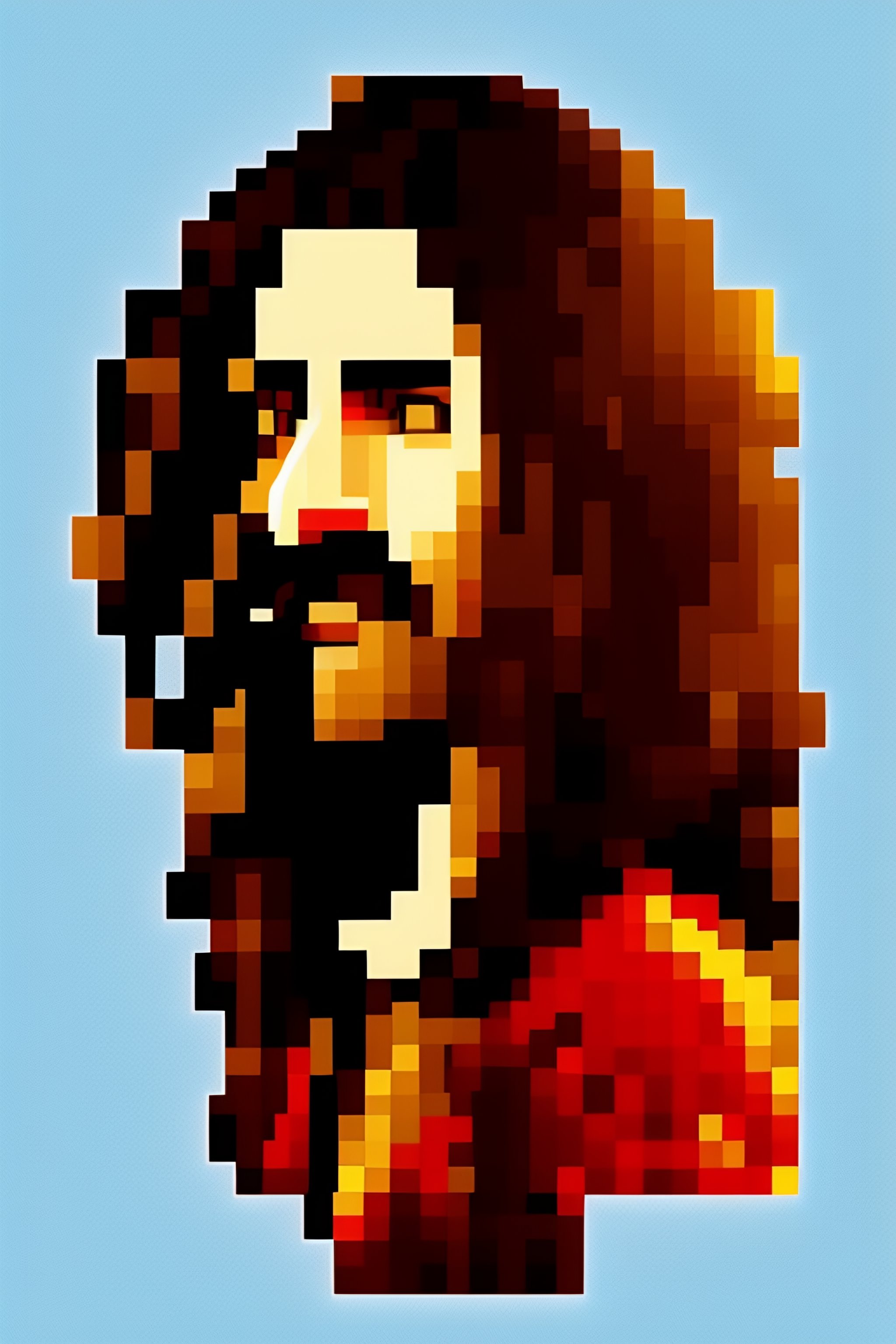 Lexica - Man with long curly hair pixel art