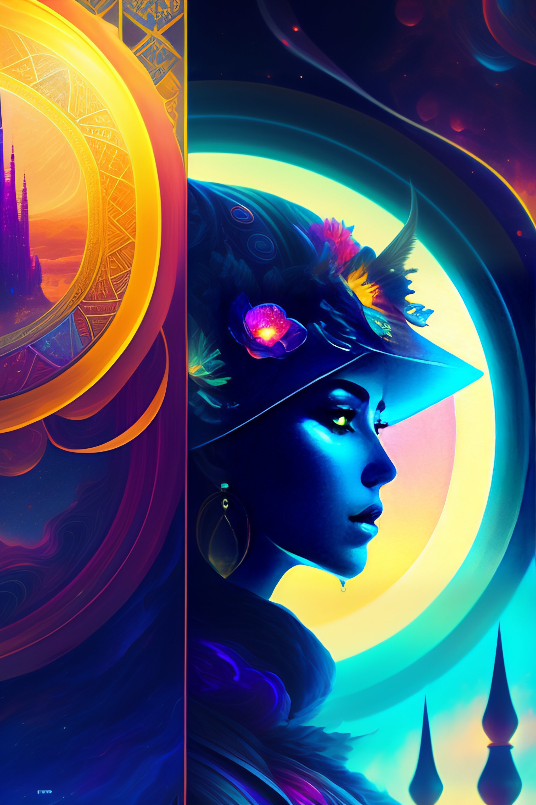 Lexica - Fractal tarot card featuring a naturepunk retrofuture nexus of ...