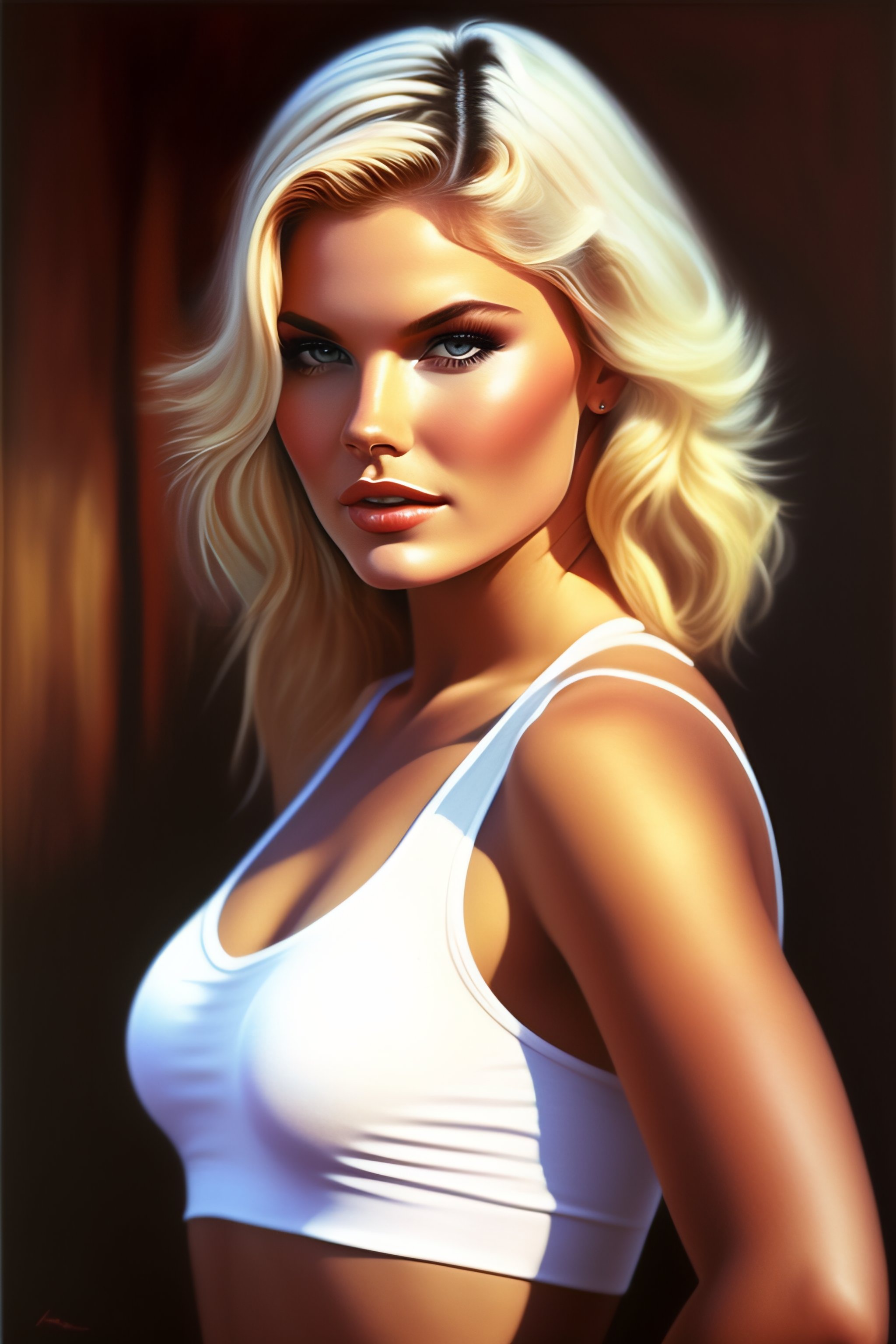 Lexica A 21yr Old Elisha Cuthbert Wearing A White Tank Top In The
