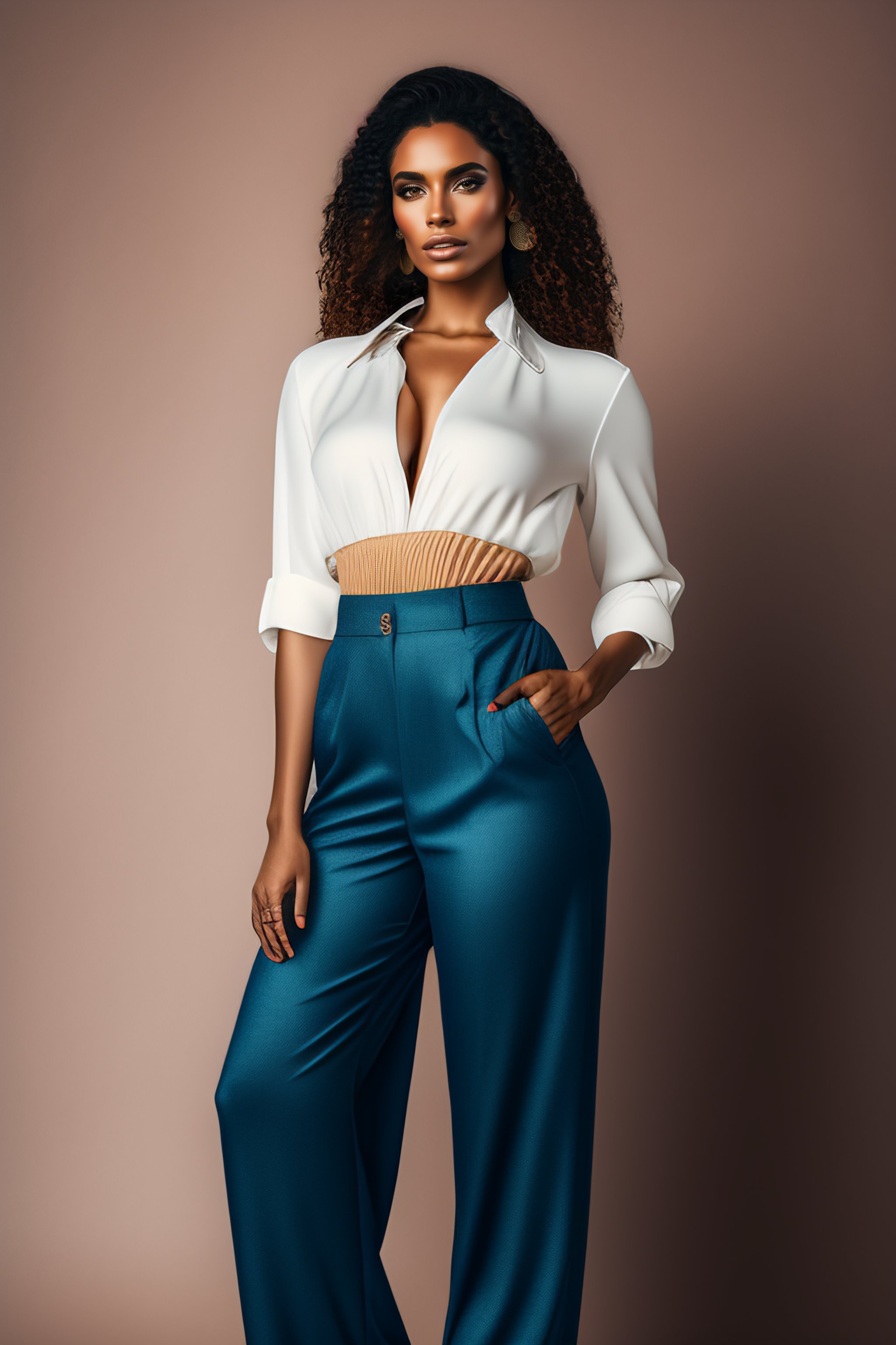 Lexica - Studio Portrait of spanish model over 29, wearing Pants Oufit ...