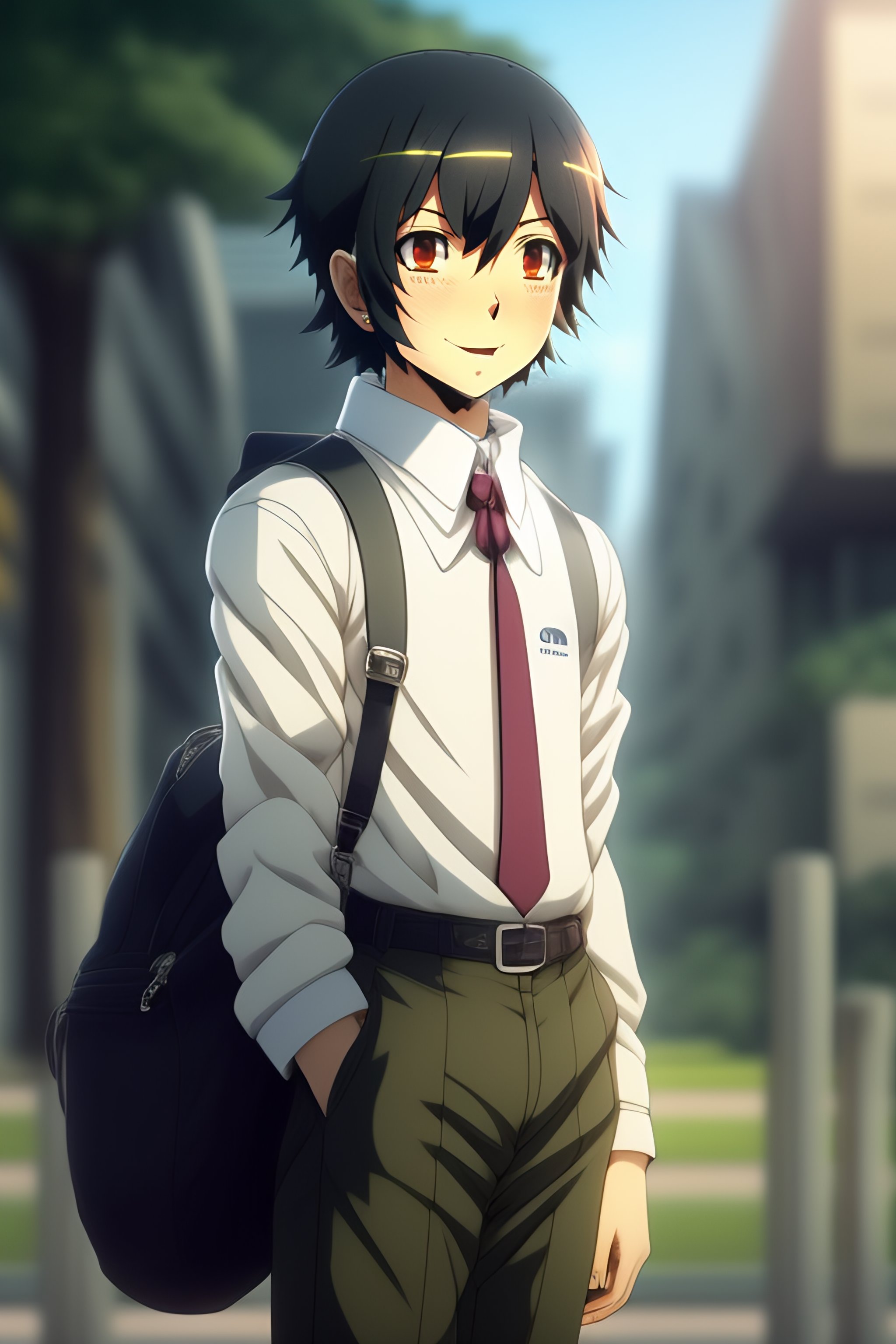 Lexica - Picture of 25yo young Sensei from anime wearing school uniform ...