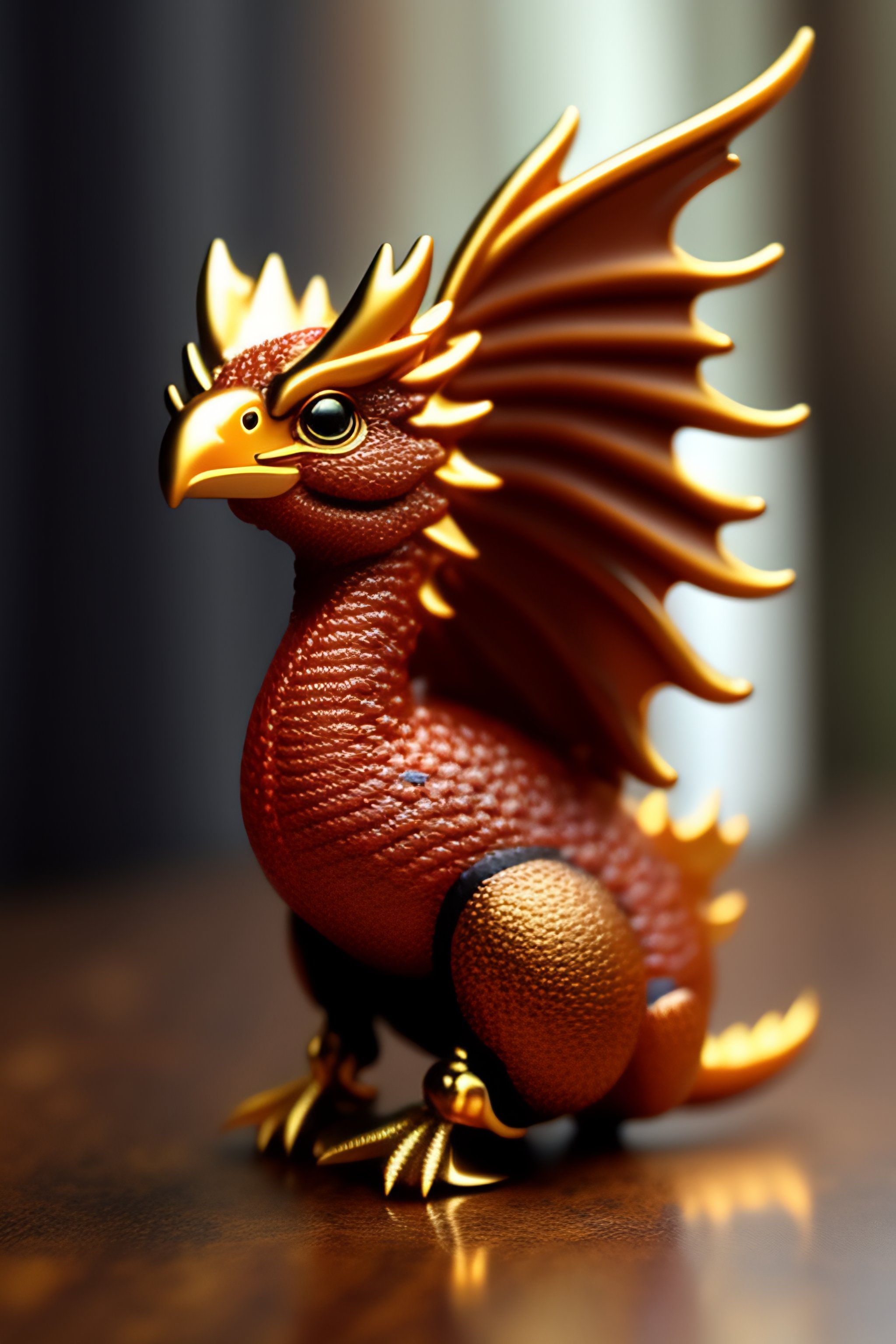 Lexica - Cute single chicken dragon, wings outstretched, sitting on the ...