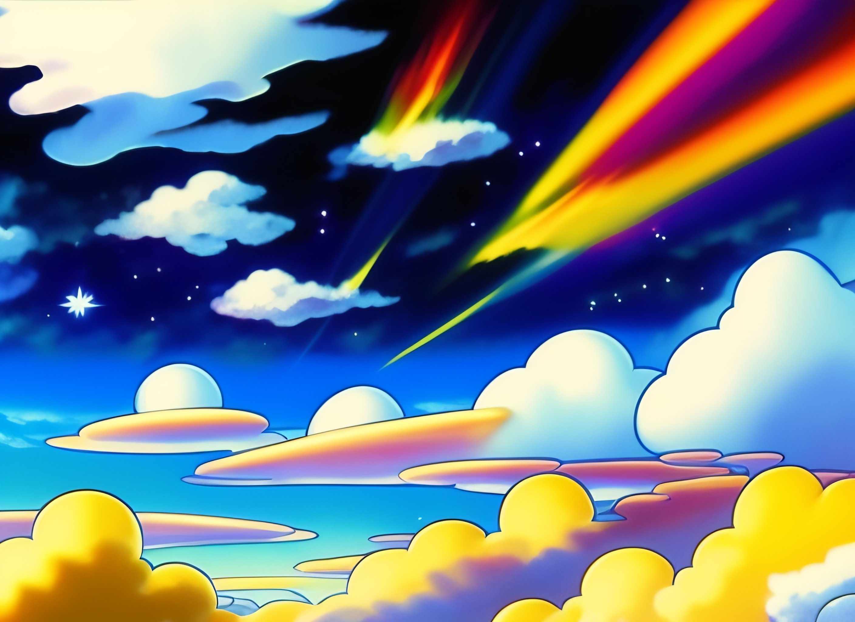 Lexica - Up close picture of the sky with clouds, illustration by ken ...